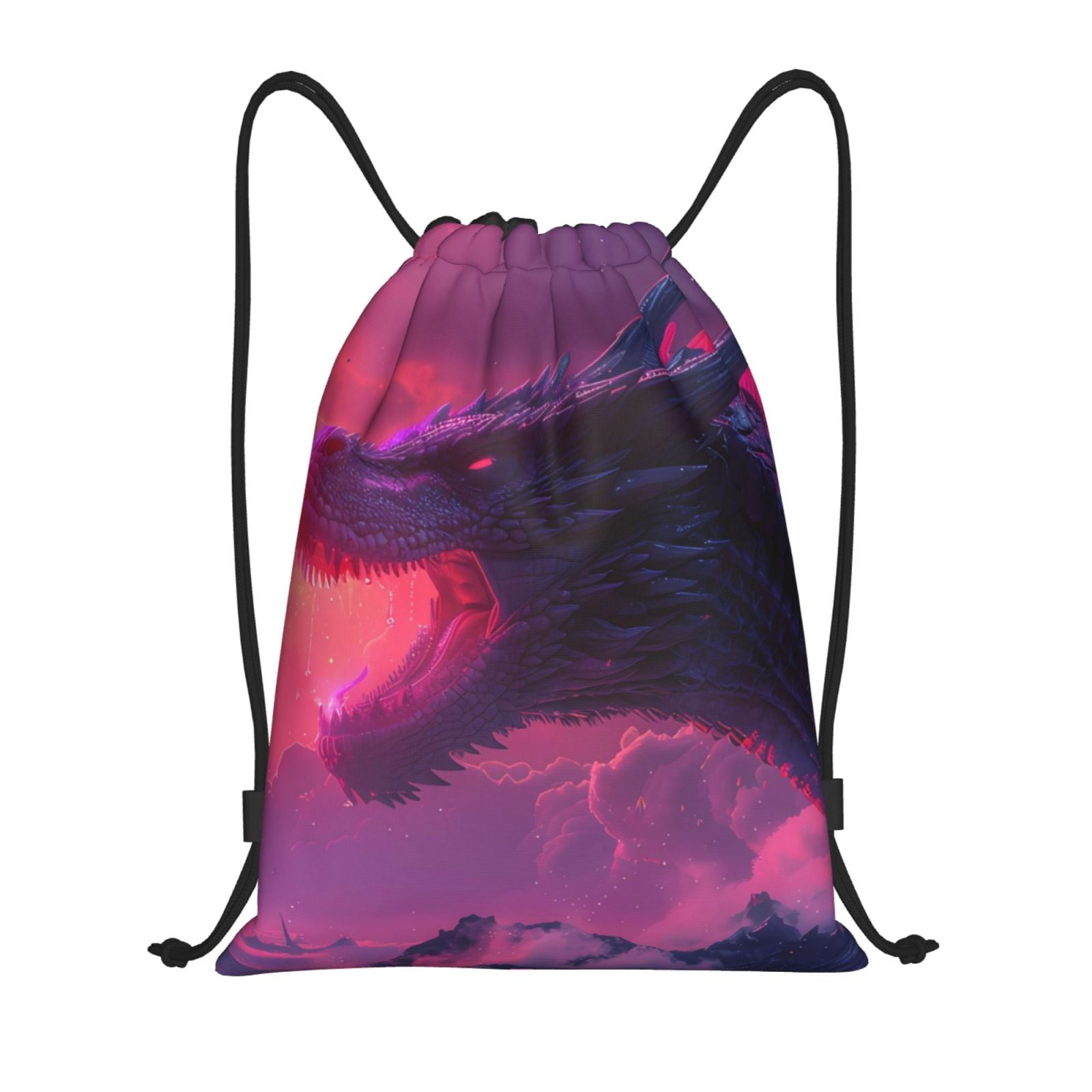 Sigee Mystical Dragon Under Moon for Drawstring Bag String Backpack for ...