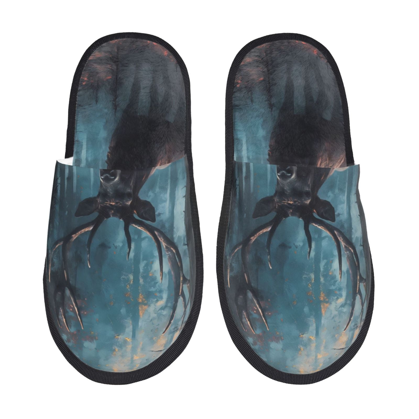 Sigee Mystical Forest Elk for Cozy Furry Slippers Super Soft Indoor and ...