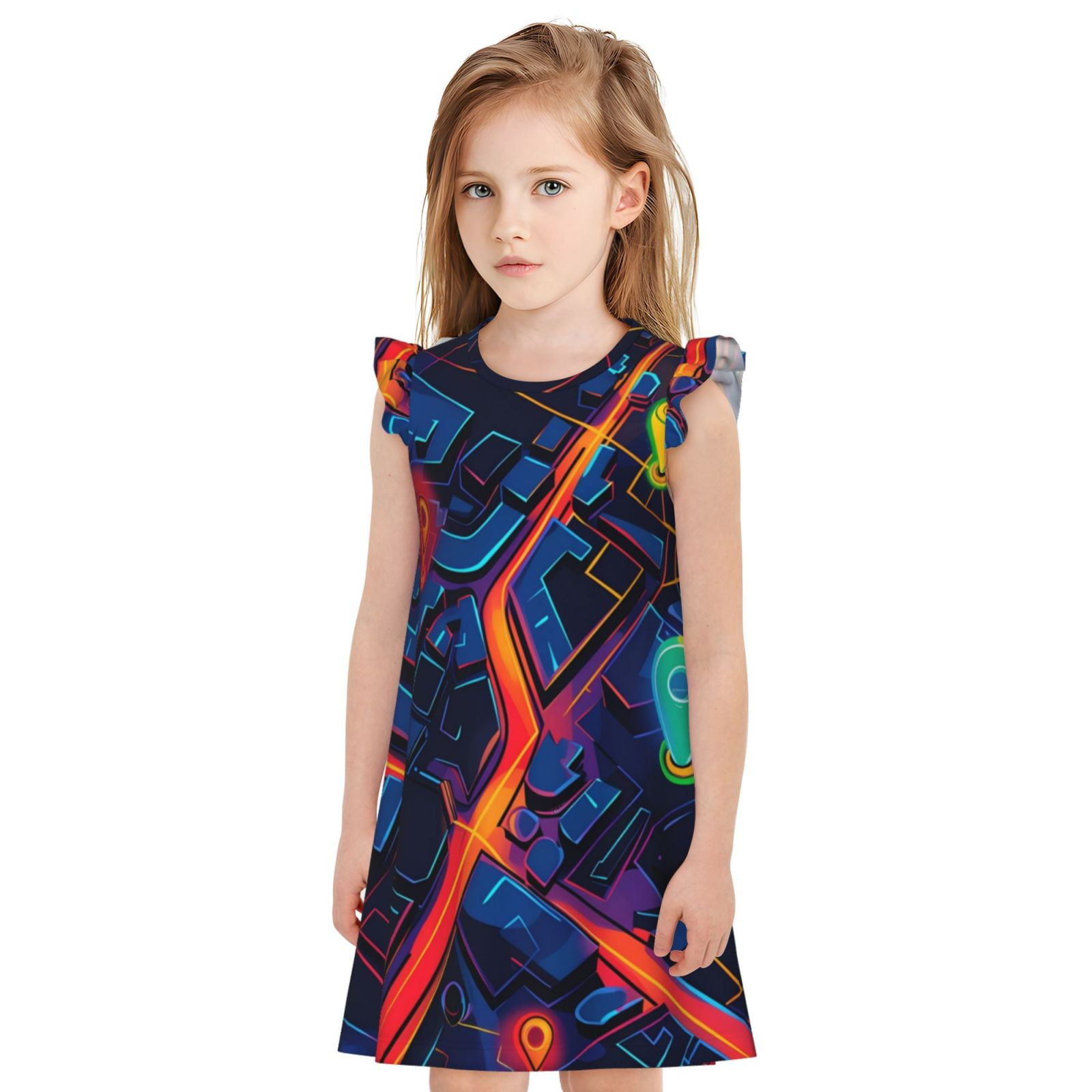 Sigee Neon City Map for Girls Sleepwear, Night Sleep Dress Pajamas ...