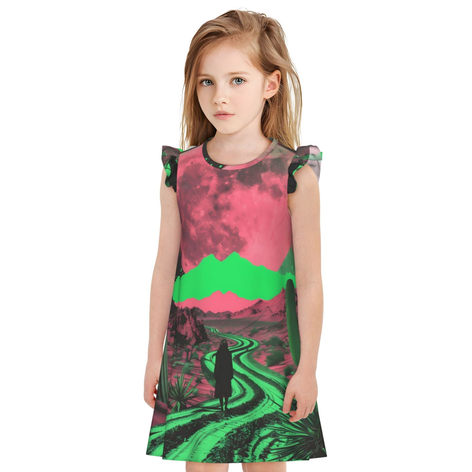 Sigee Neon Desert Moon for Girls Sleepwear, Night Sleep Dress Pajamas ...