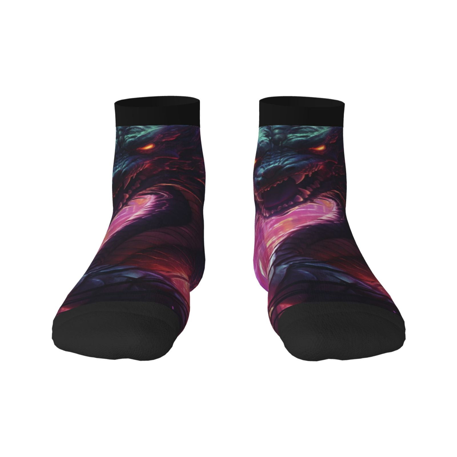 Sigee Neon Futuristic Dragon for Crew Soft Moisture-wicking Socks ...