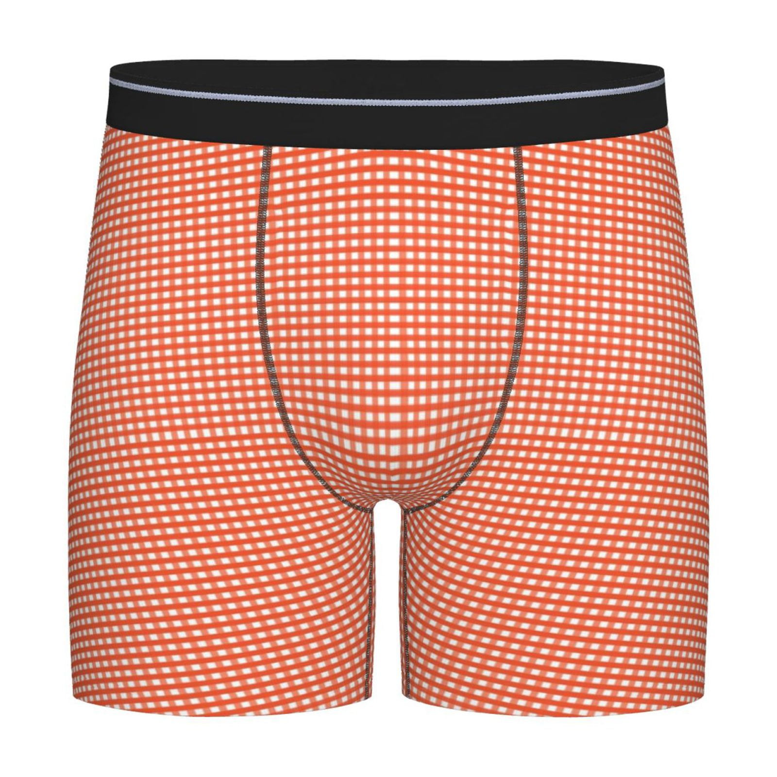 Sigee Orange Gingham for Men's Boxer Briefs,Moisture Wicking and ...