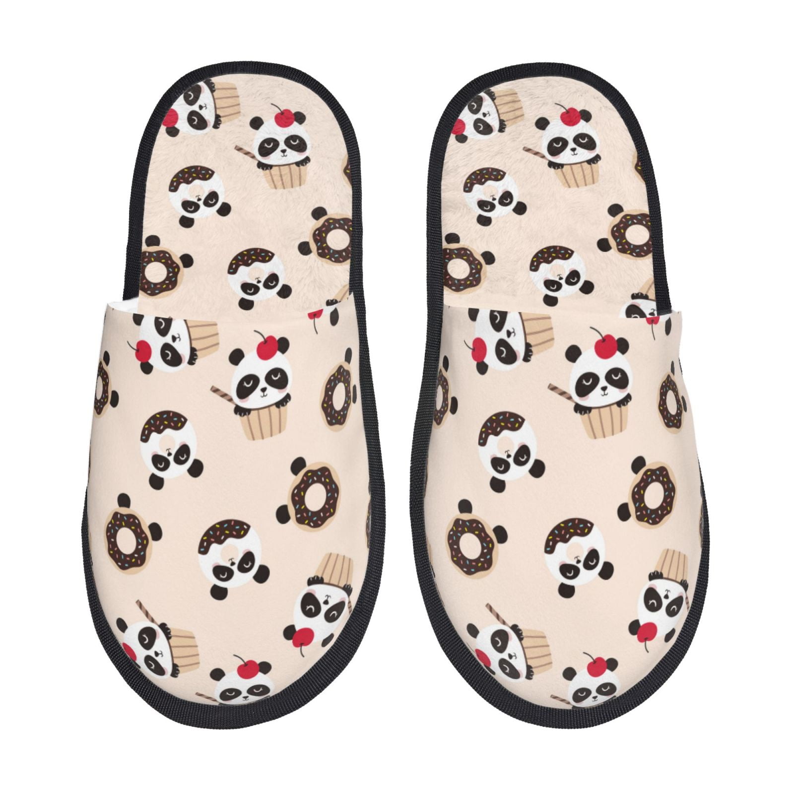 Sigee Panda Ice Creams Donuts for Cozy Furry Slippers Super Soft Indoor ...