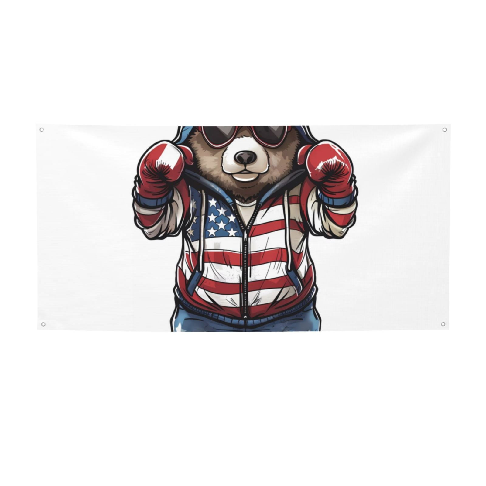 Sigee Patriotic Boxing Bear Art for Large Happy Holiday Banner for ...