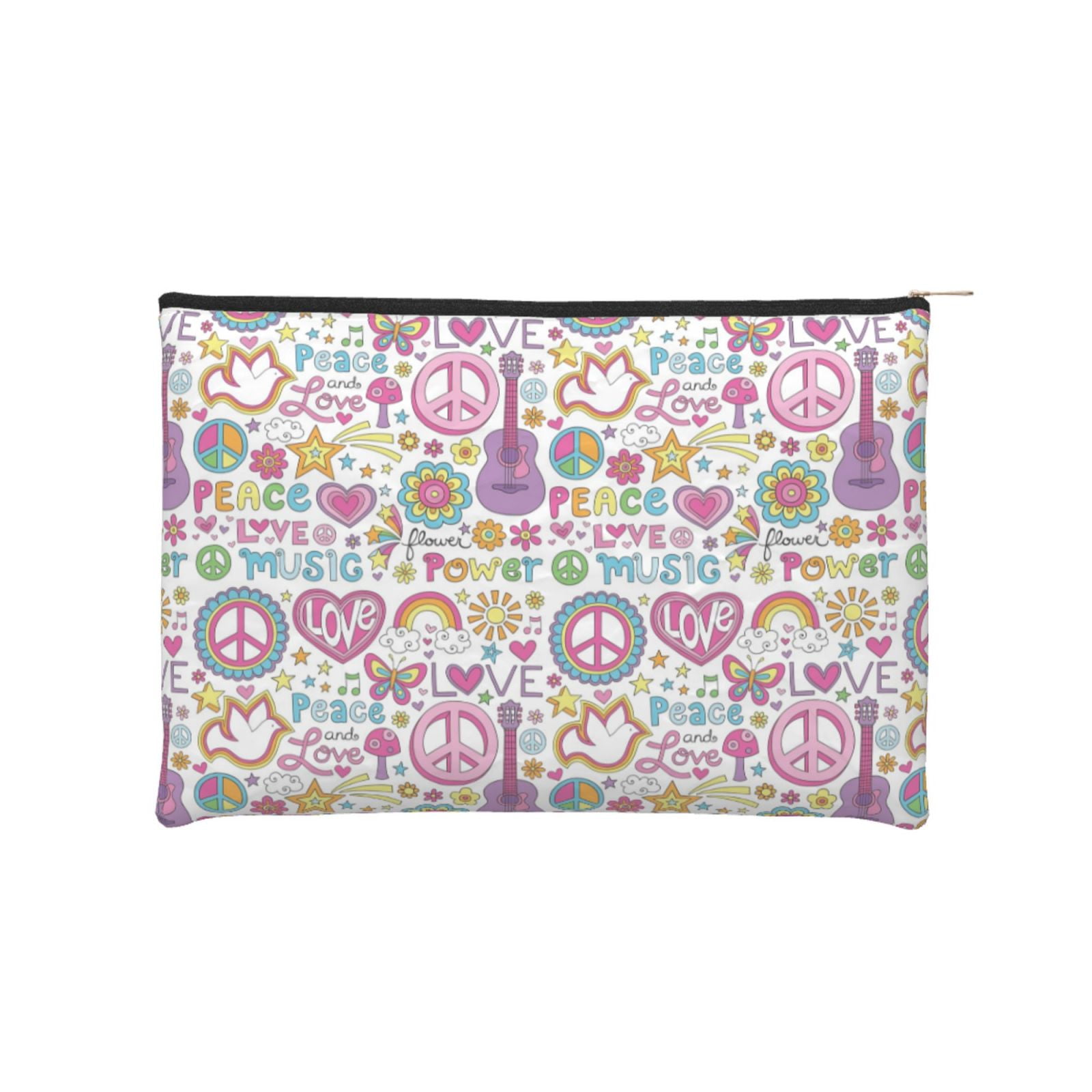 Sigee Peace Love and Dove Flower Power for Multipurpose Zipper Pouch ...