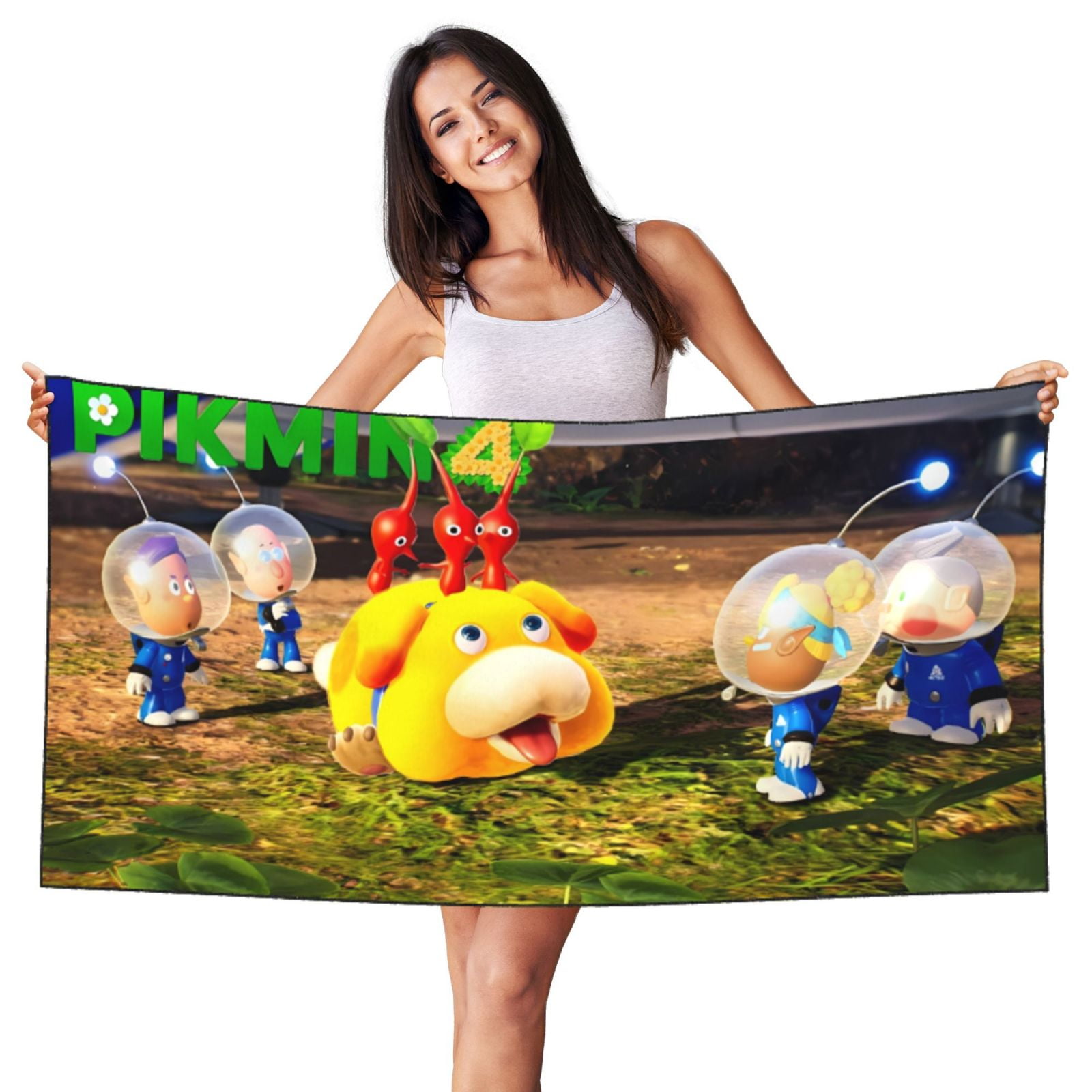 Sigee Pikmin (41) Pattern Silver Fox Plush Beach Towel 27.5x55in ...
