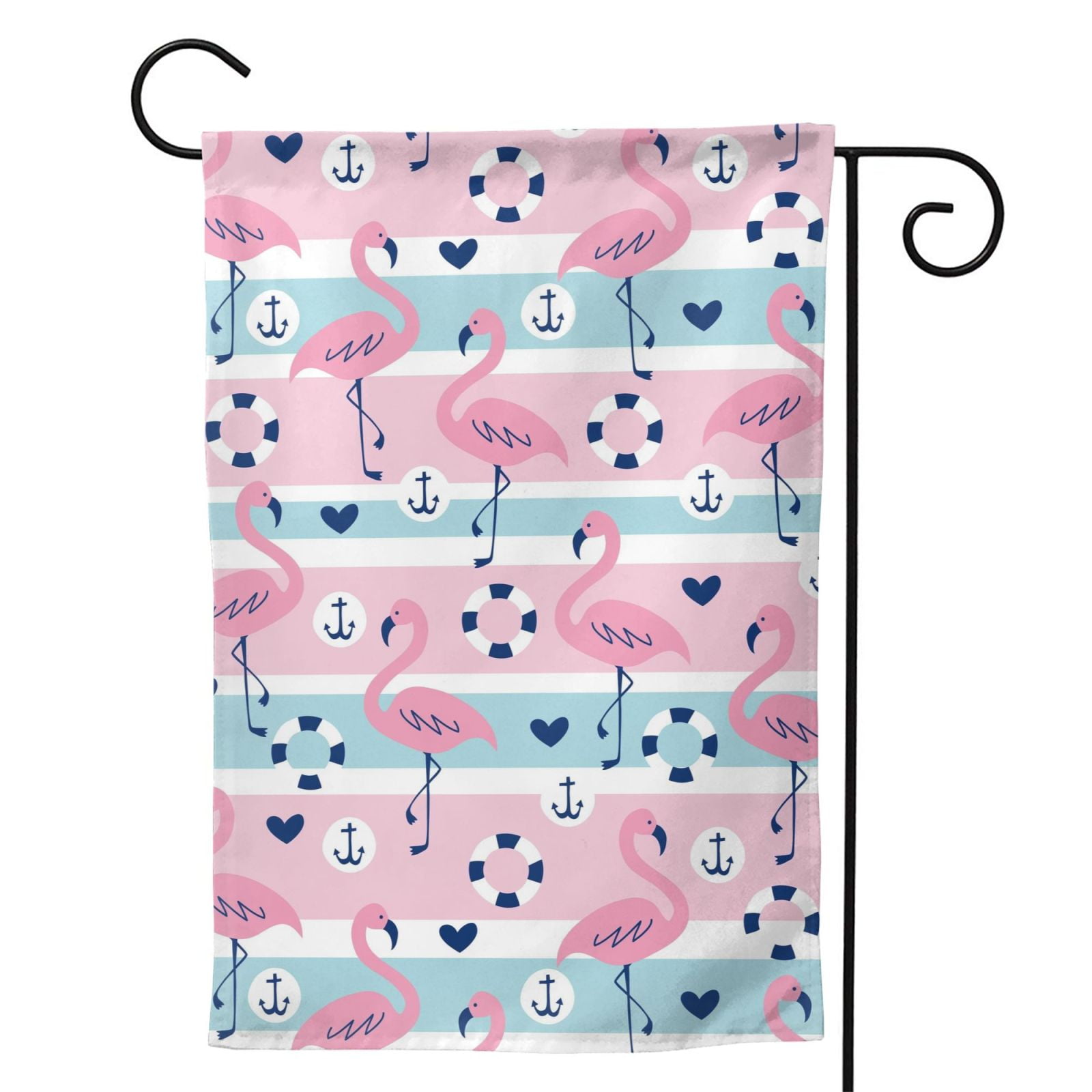 Sigee Pink Striped Flamingo for Live Happy Decorative Small Garden Flag ...