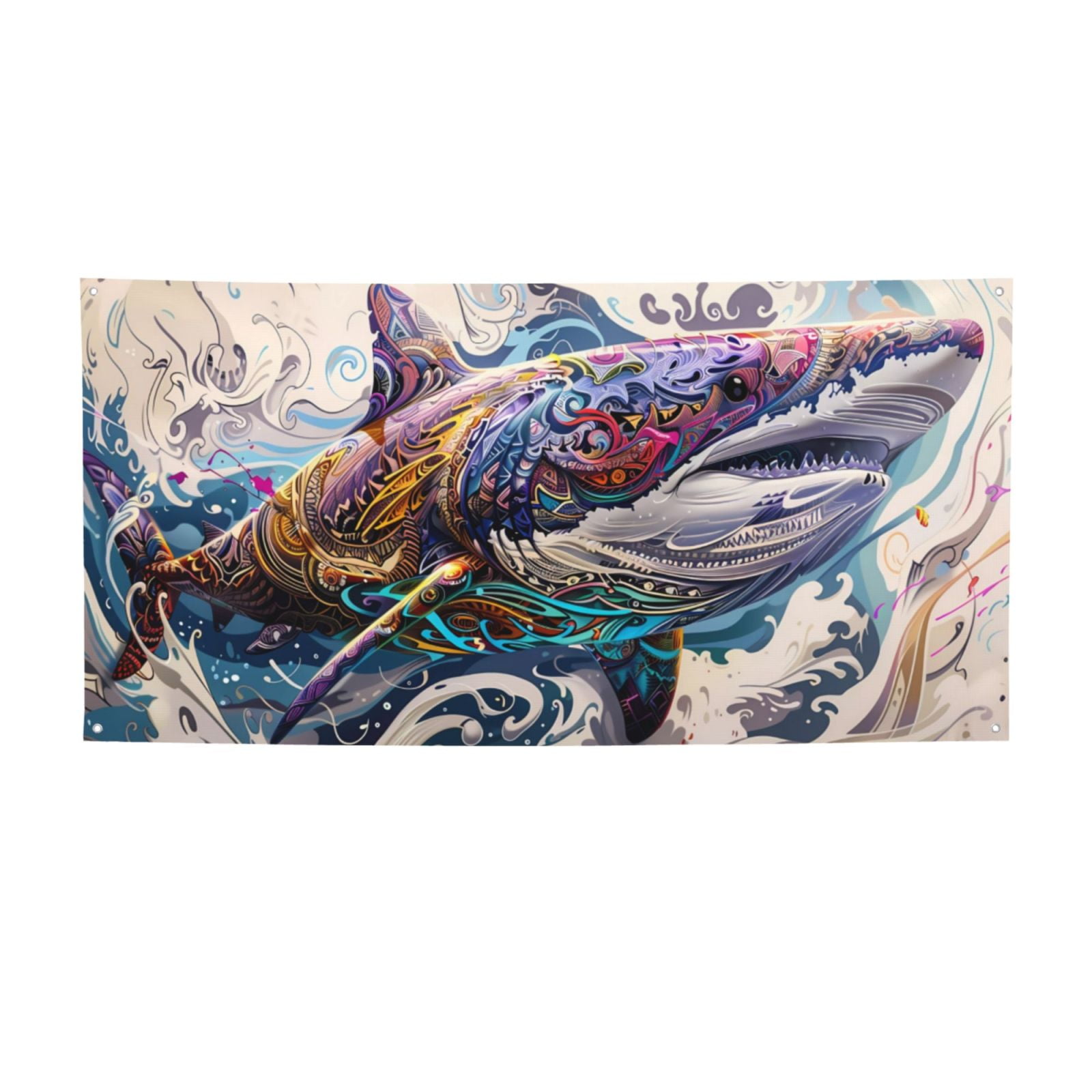 Sigee Psychedelic Shark Artwork for Large Happy Holiday Banner for ...