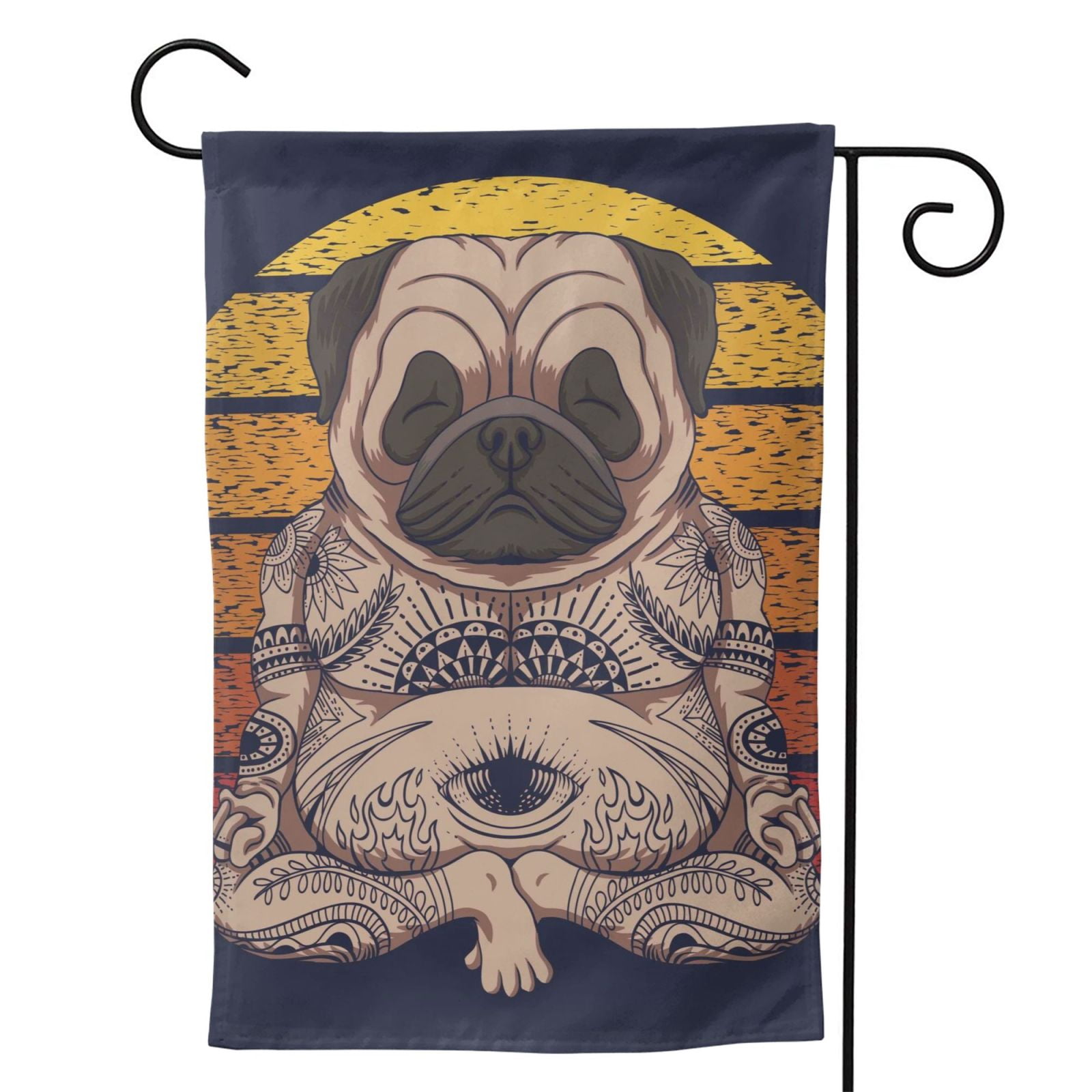 Sigee Pug dog Yoga for Live Happy Decorative Small Garden Flag,Double ...
