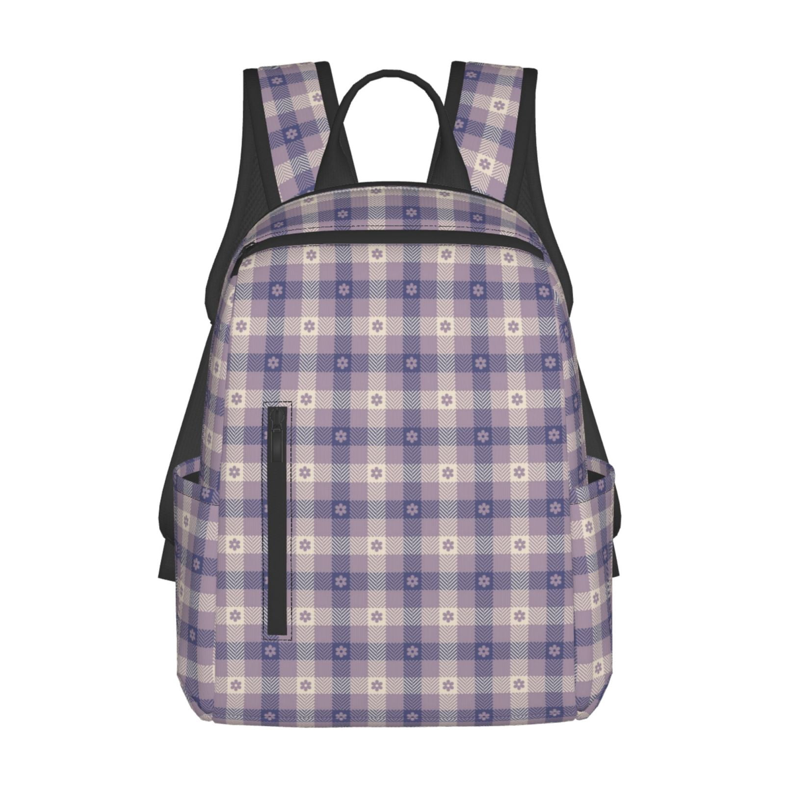 Sigee Purple Floral Gingham Check Plaid for Lightweight Backpack for ...