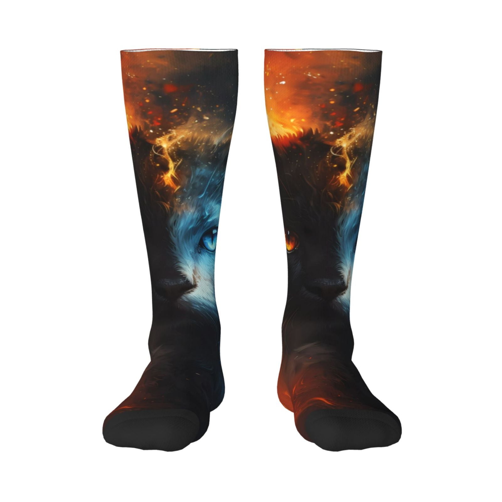 Sigee Red And Blue Fire Cat for Socks for Men Women Gifts for Him ...