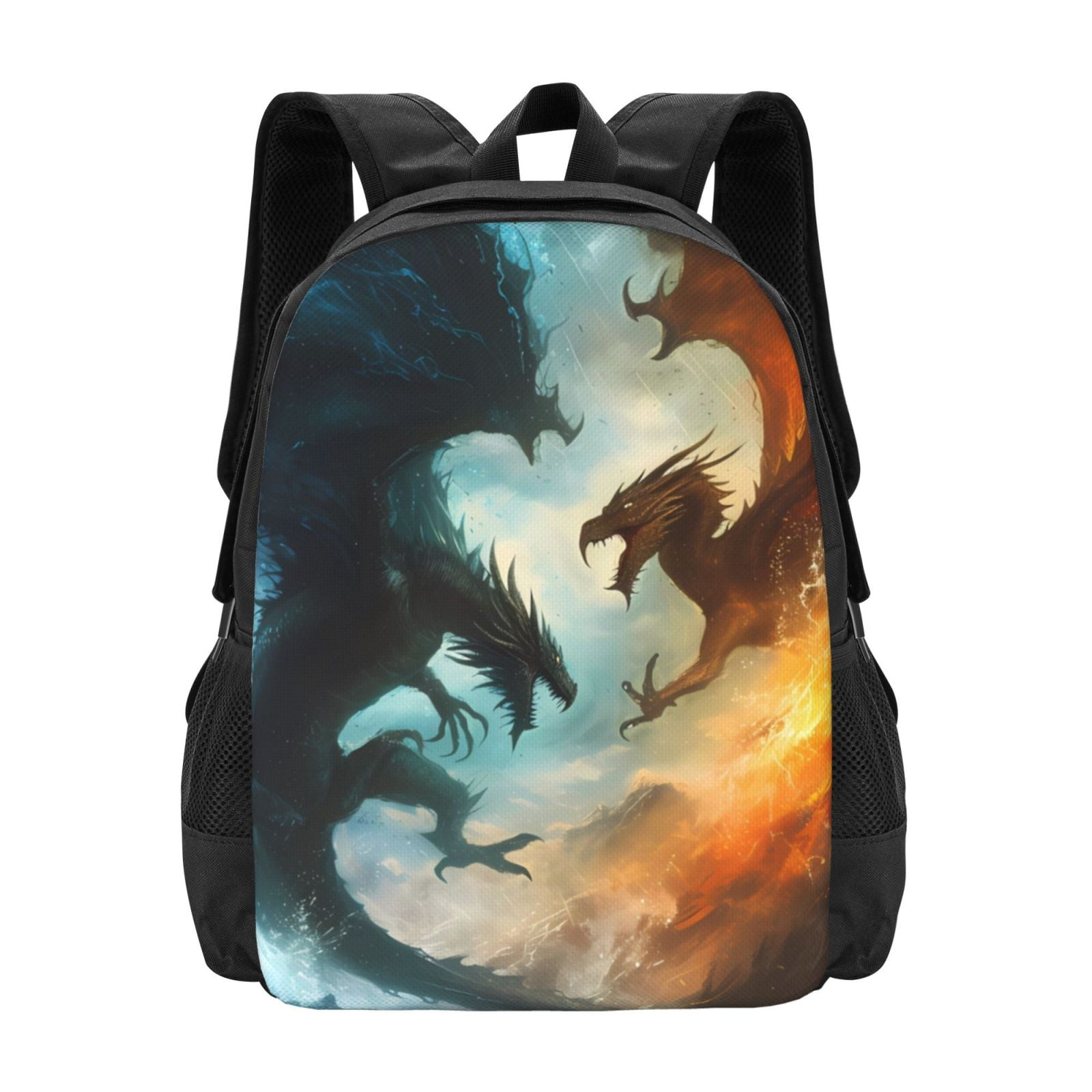 Sigee Red And Blue Flame Wave Dragon for Simple large capacity backpack ...