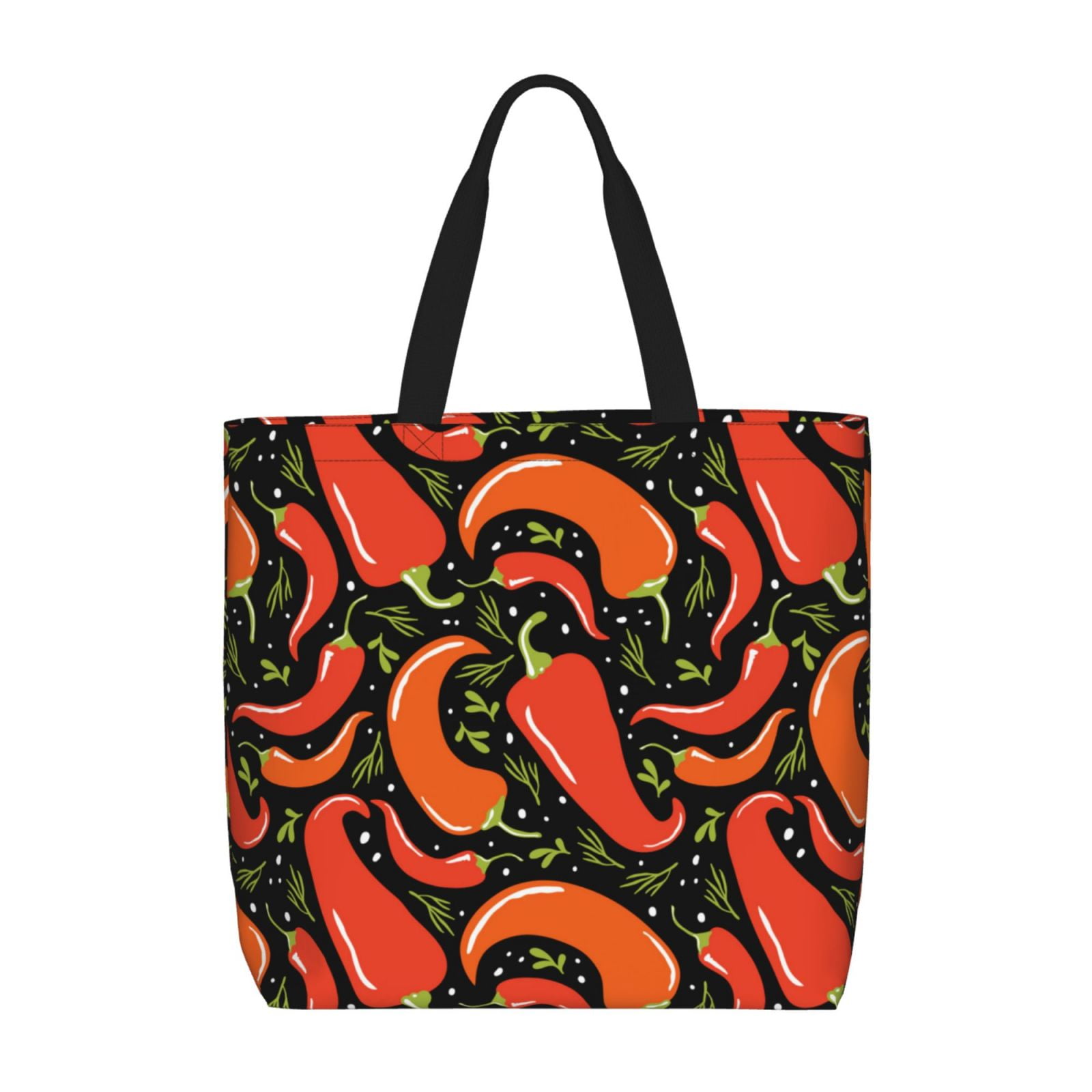 Sigee Red Hot Chili Print Large Capacity Zippered Tote Bag - Durable ...