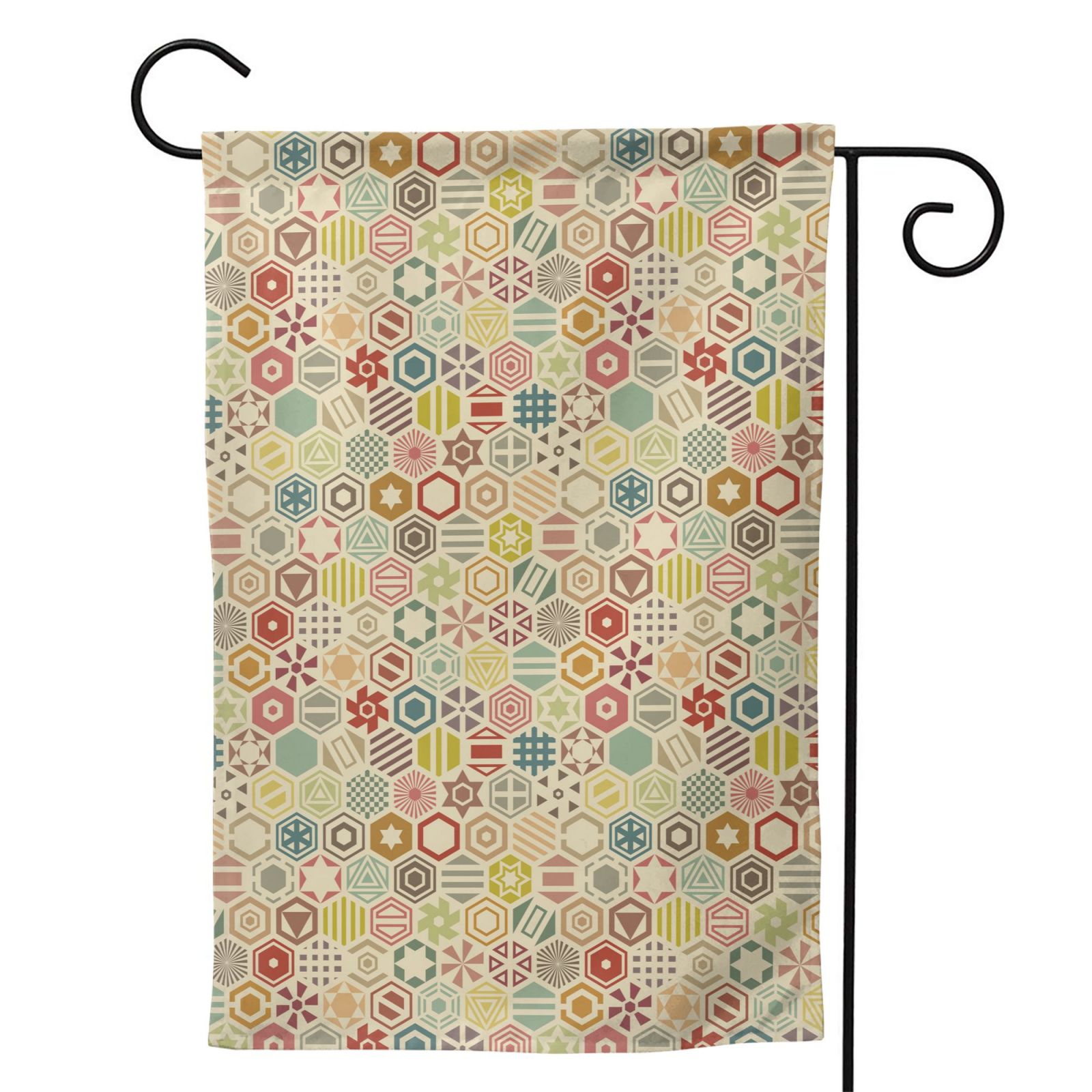 Sigee Retro Geometry for Live Happy Decorative Small Garden Flag,Double ...