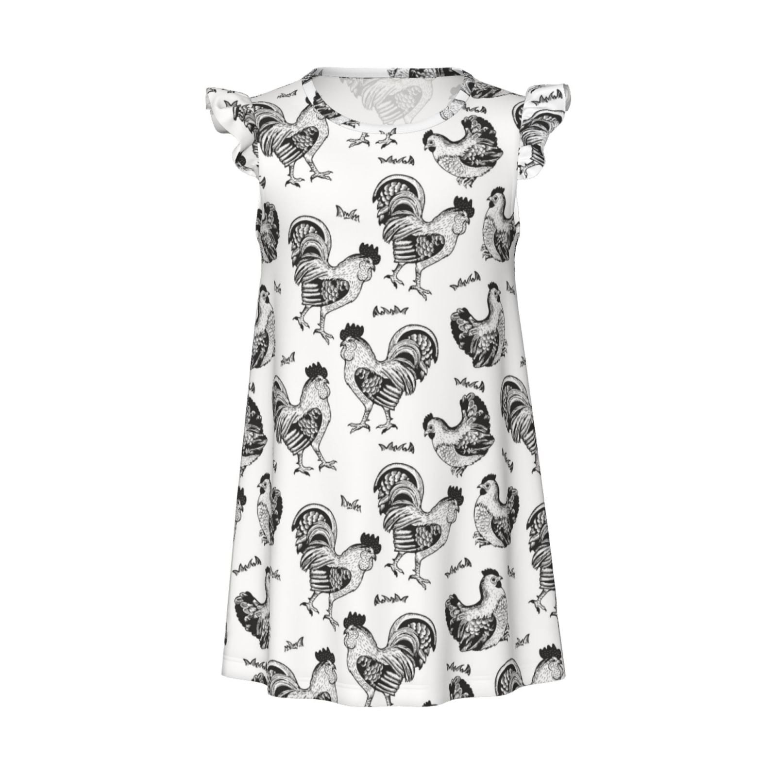 Sigee Retro Rooster for Girls Sleepwear Nightie,Night Sleep Dress ...