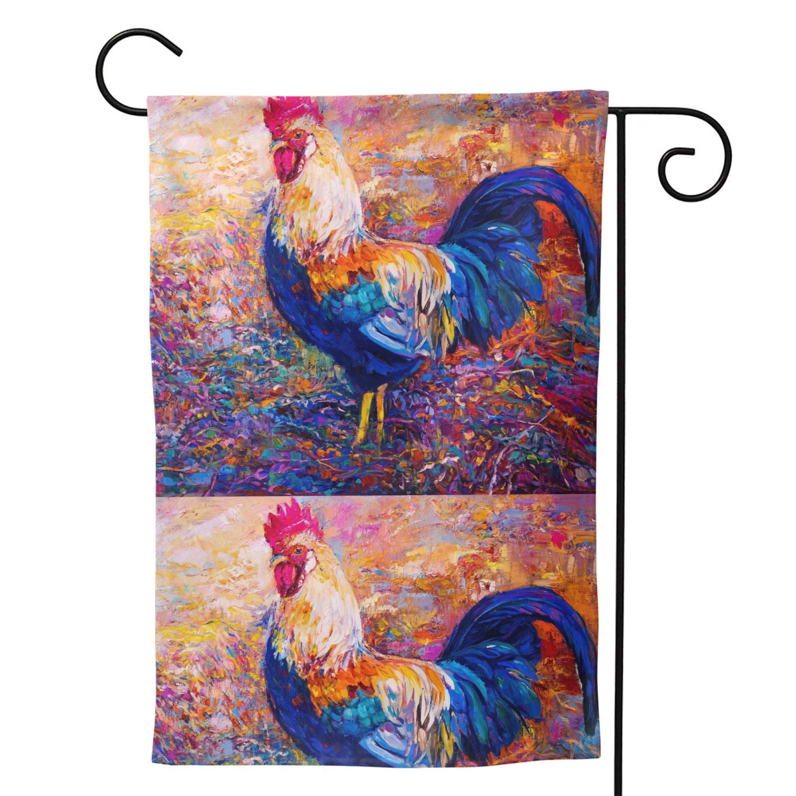 Sigee Rooster Oil Painting for Live Happy Decorative Small Garden Flag,Double Sided Yard Flags ...