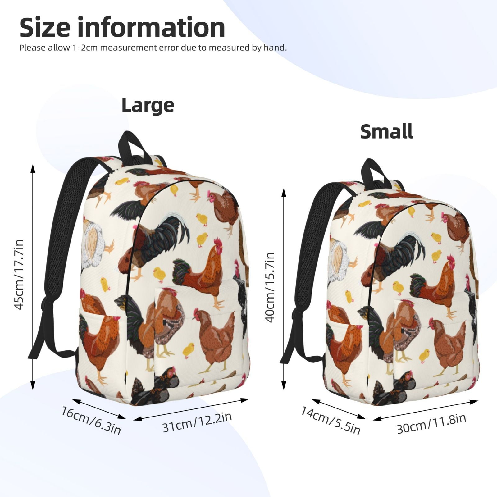 Sigee Roosters and Chickens for Canvas Large Capacity Laptop Backpack ...