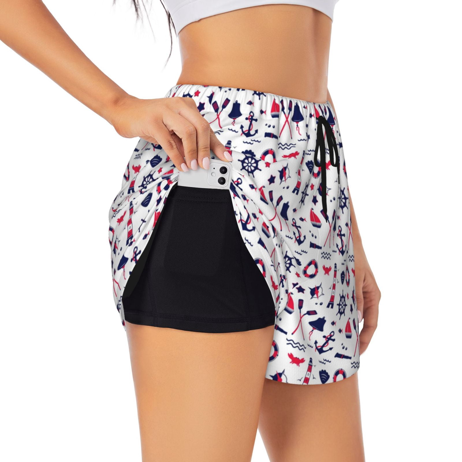 Sigee Sailing Marine Travel for Women's Athletic Shorts High Waisted ...