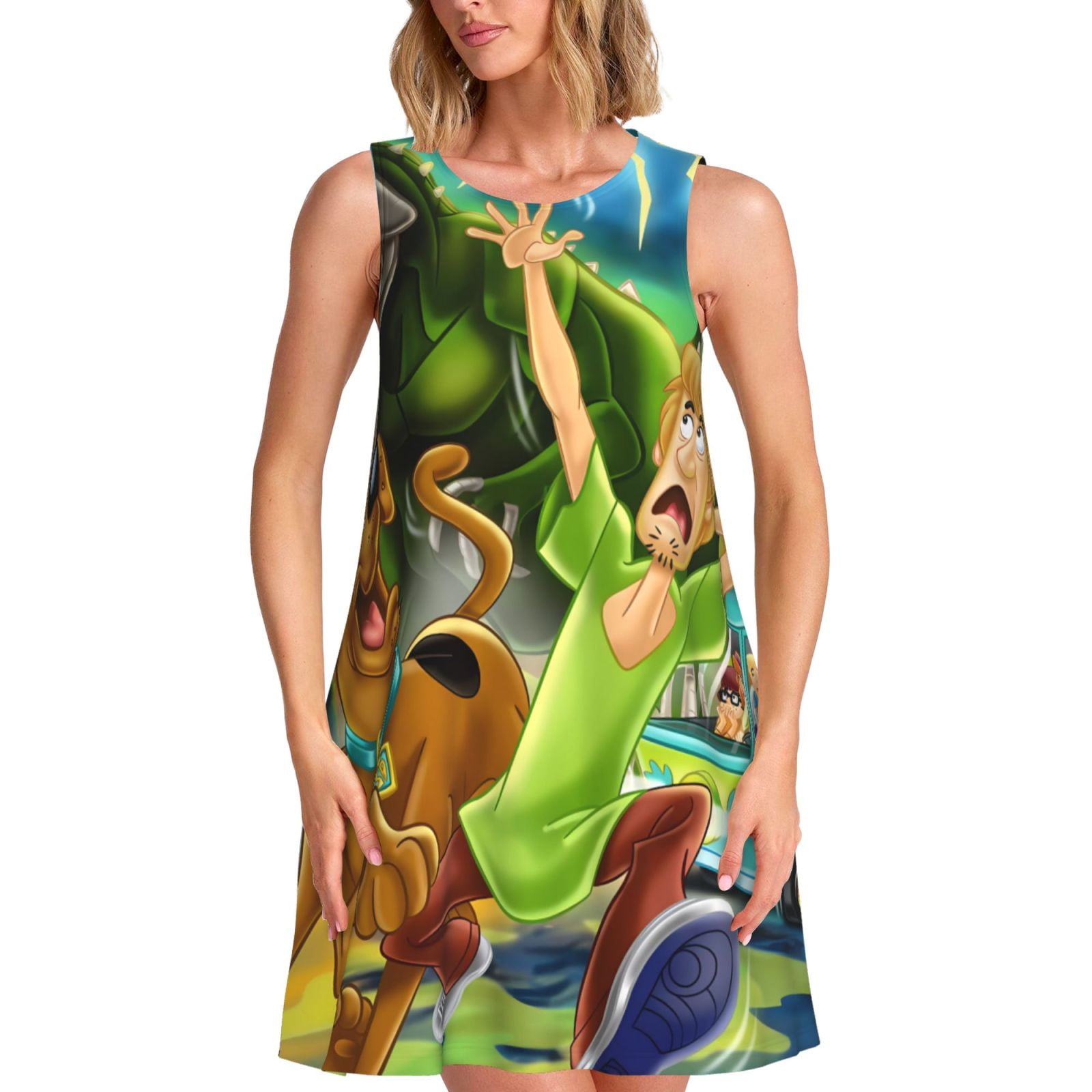Sigee Scooby-Doo Cj for Women's Sleeveless Dress Relaxed Fit Dress with ...