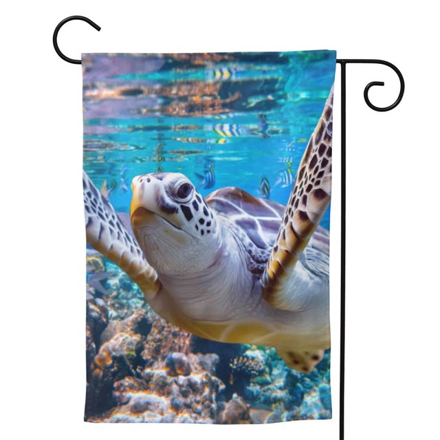 Sigee Sea Turtle Swims for Live Happy Decorative Small Garden Flag ...