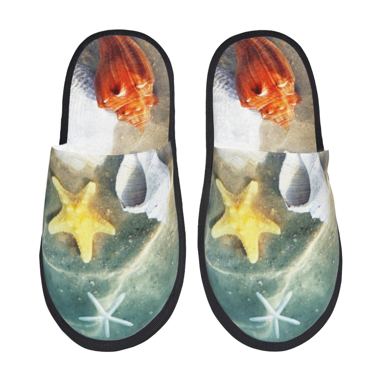 Sigee Seashell On The Beach for Cozy Furry Slippers Super Soft Indoor ...