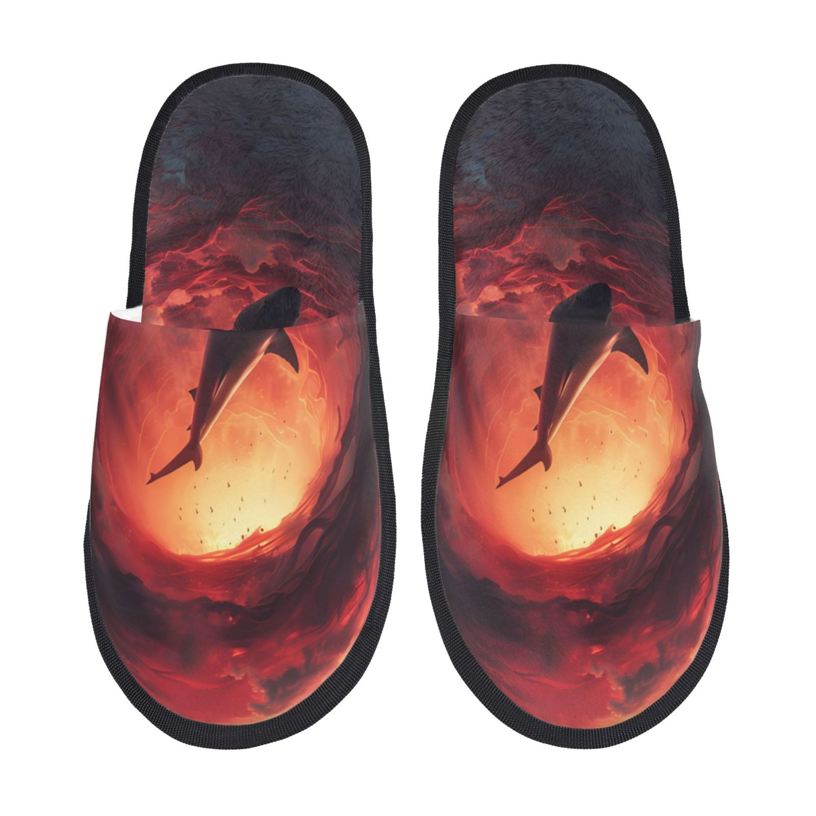 Sigee Shark Underwater Vortex for Cozy Furry Slippers Super Soft Indoor ...