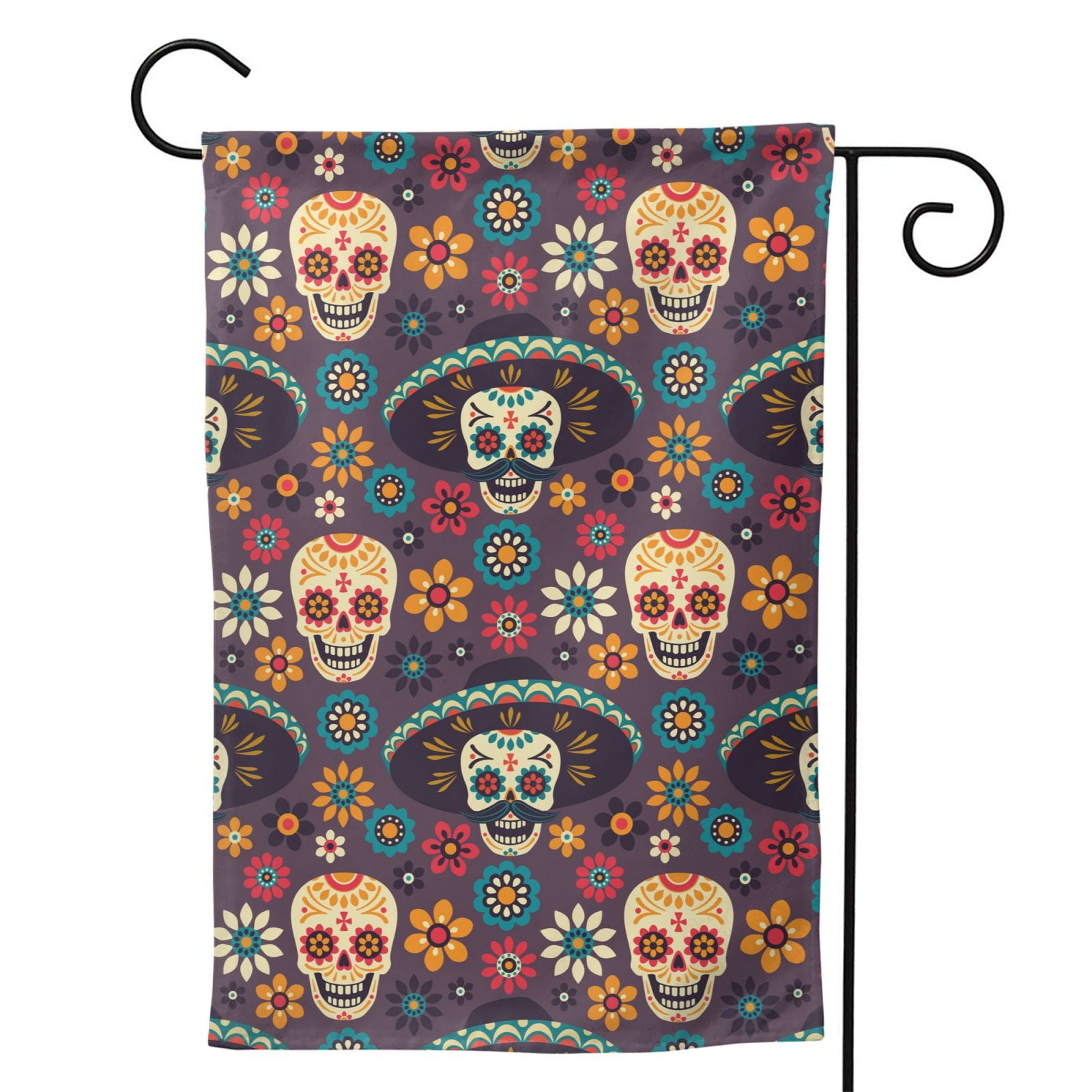 Sigee Skulls and Flowers for Live Happy Decorative Small Garden Flag ...