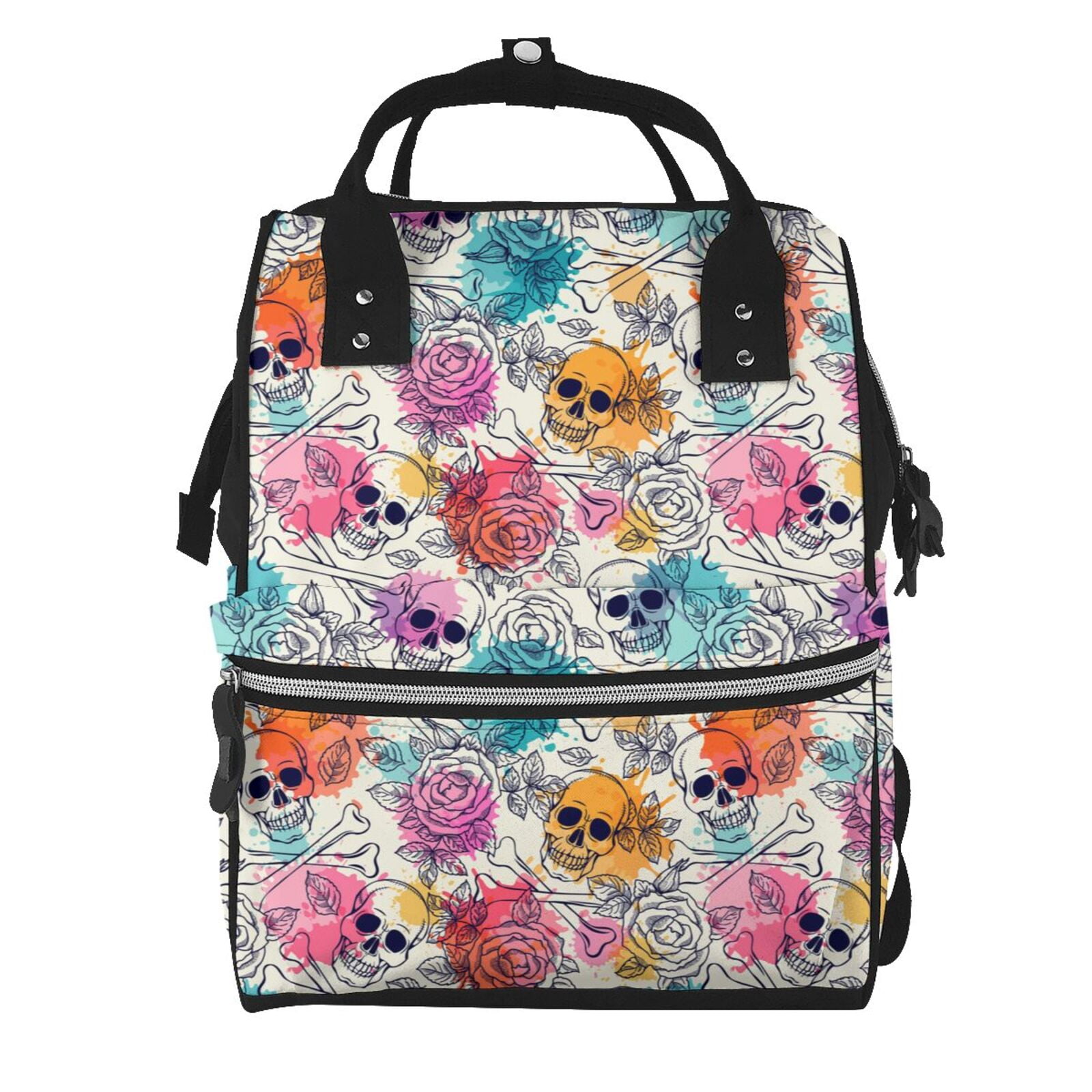 Sigee Skulls and Roses for Premium Mummy Backpack – Waterproof, Stylish ...