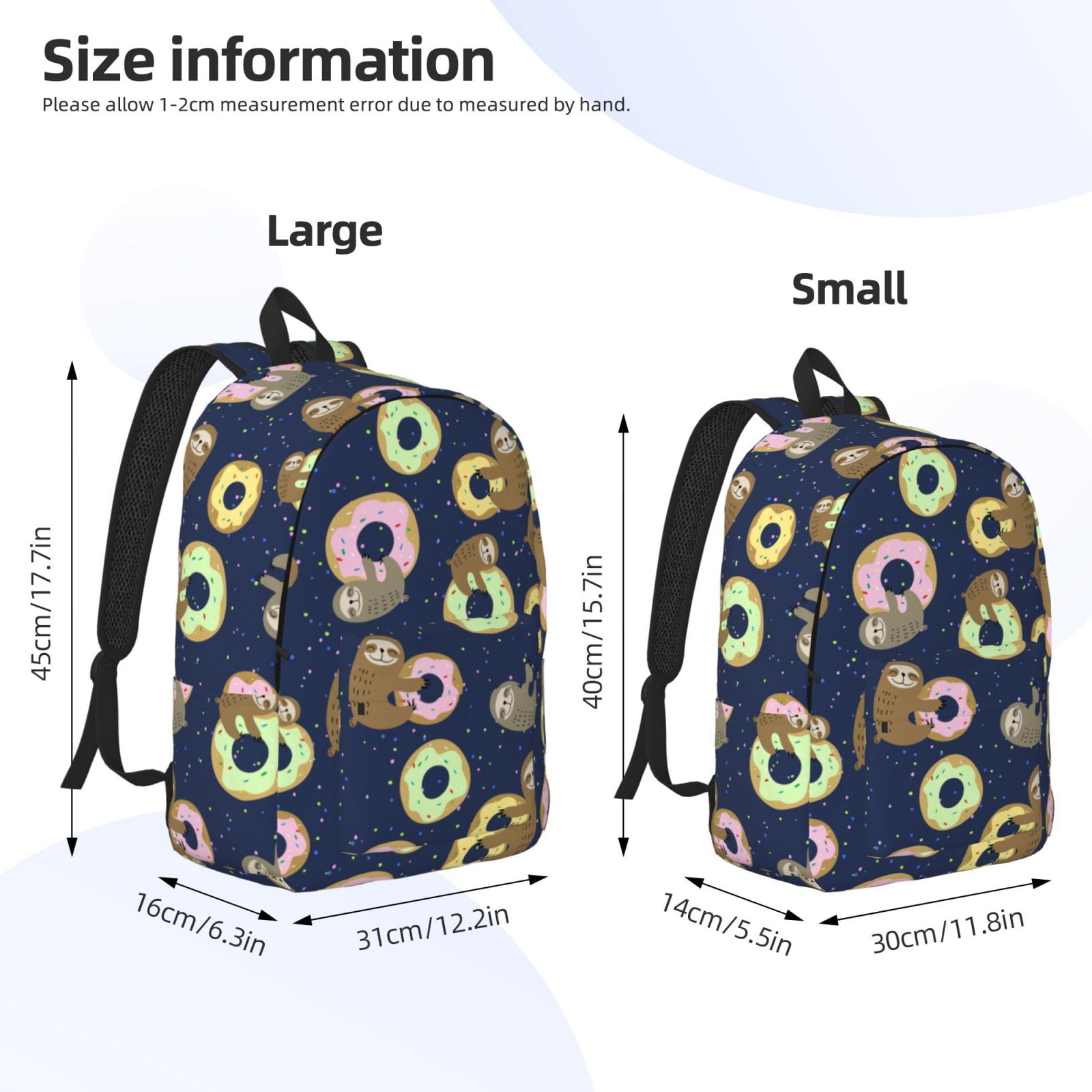 Sigee Sloth with Donuts for Canvas Large Capacity Laptop Backpack for ...