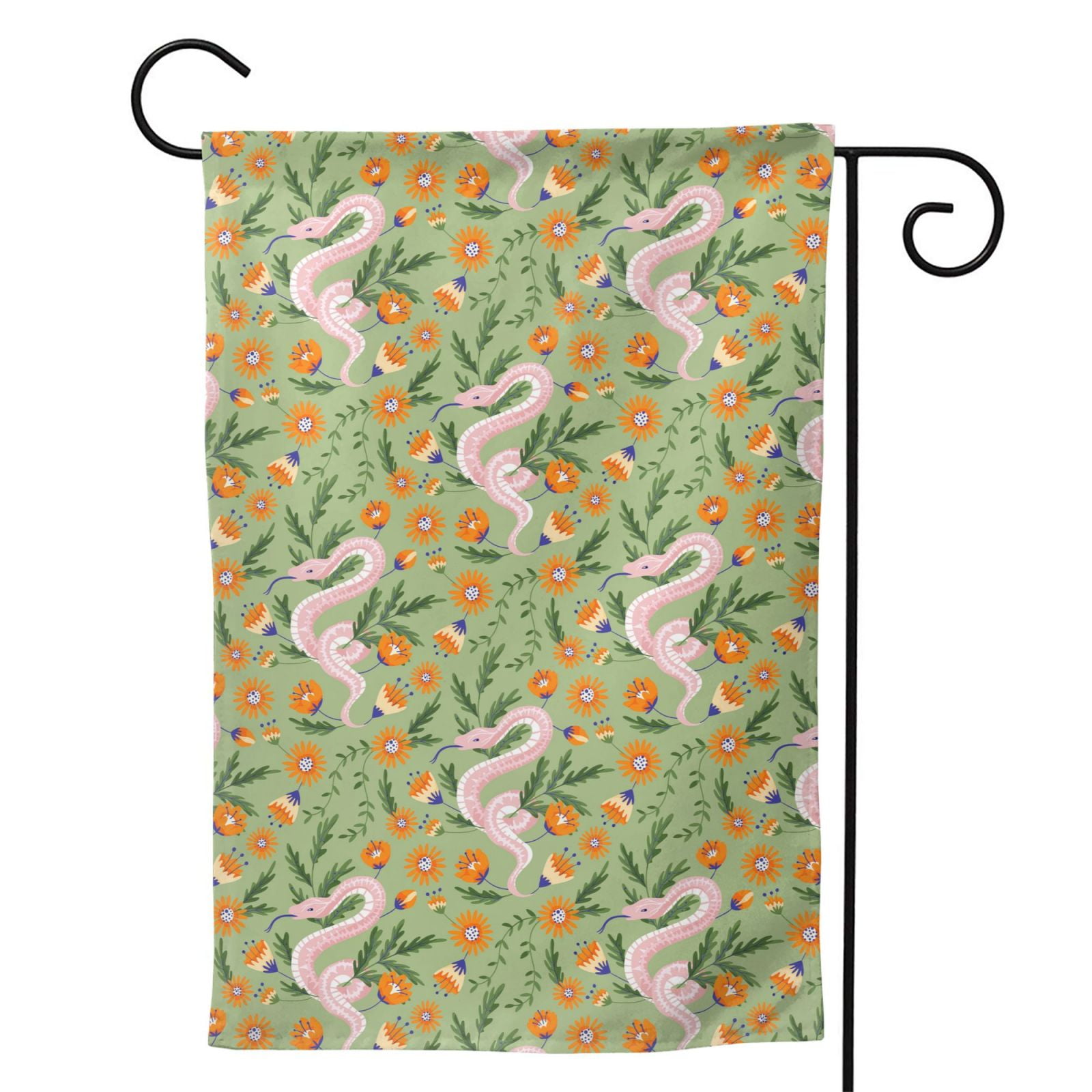 Sigee Snake And Floral for Live Happy Decorative Small Garden Flag ...