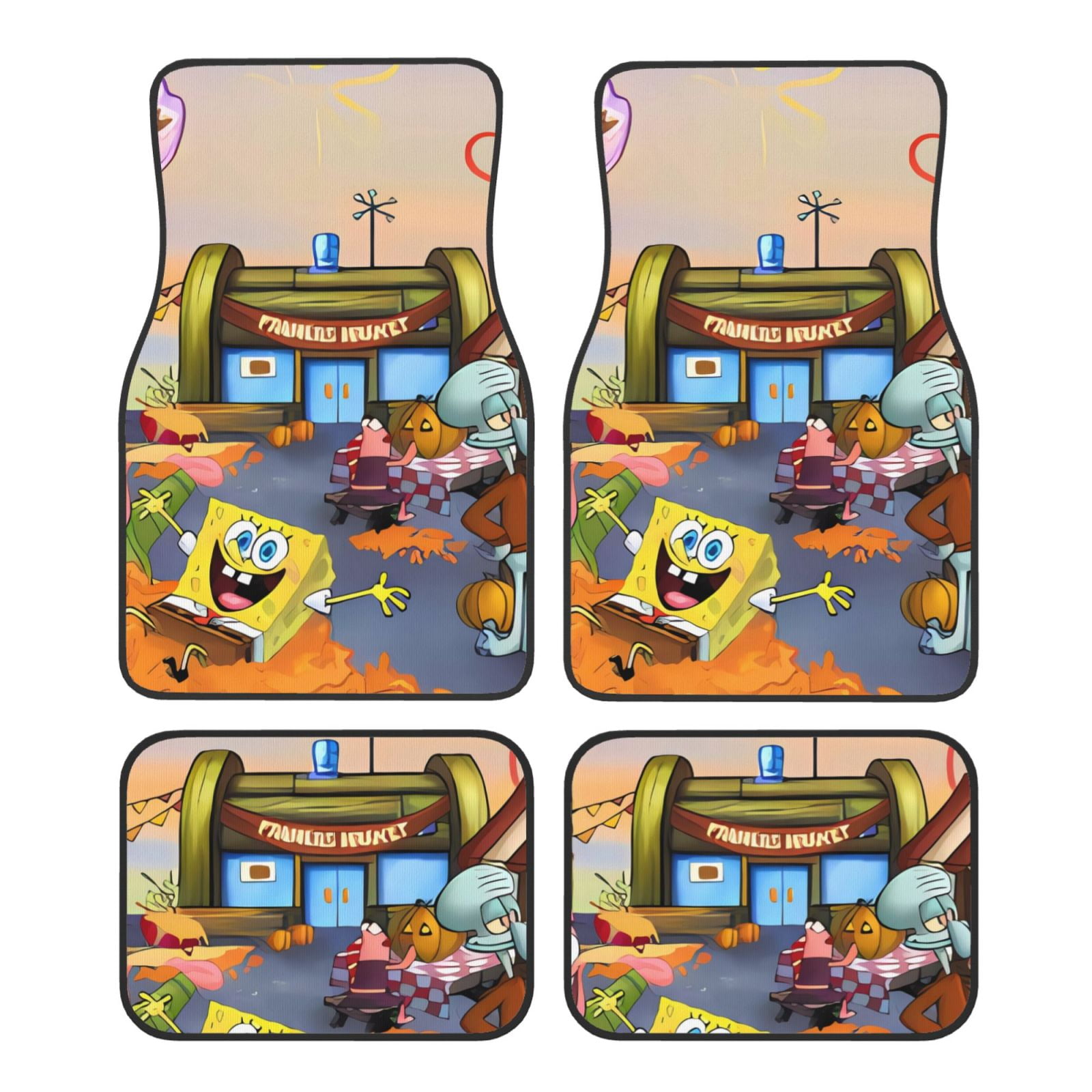 Sigee SpongeBob SquarePants Aa for All 4-Piece Floor Mats, All-Weather ...