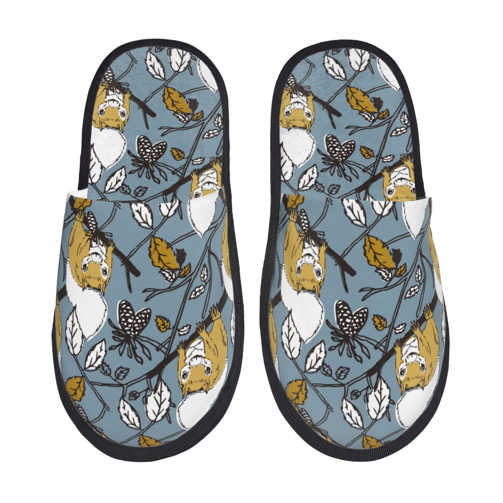 Sigee Squirrel And Leaves for Cozy Furry Slippers Super Soft Indoor and ...