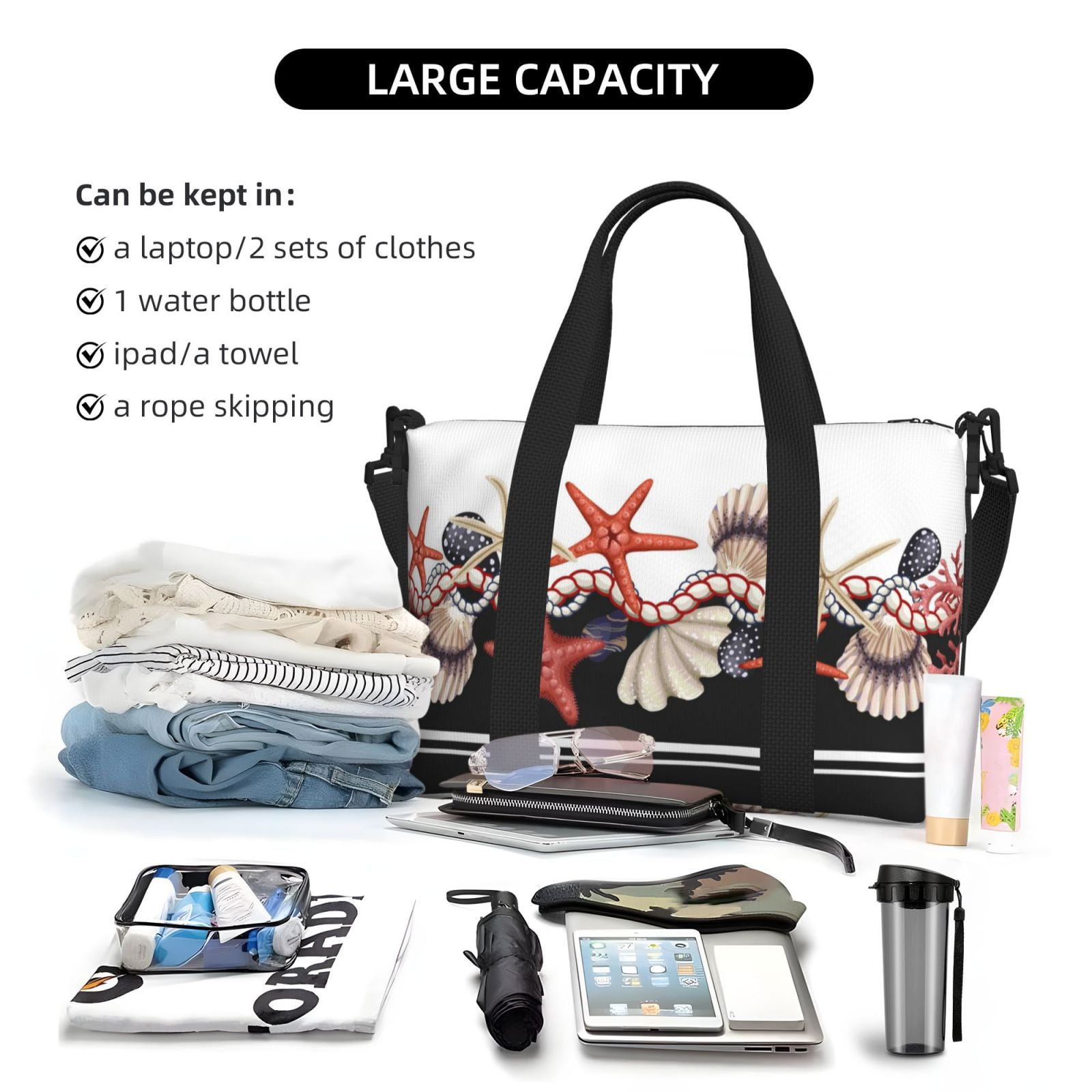 Sigee Starfishes Shells for Hand Travel Bag,Sports Tote Gym Bag for Men ...