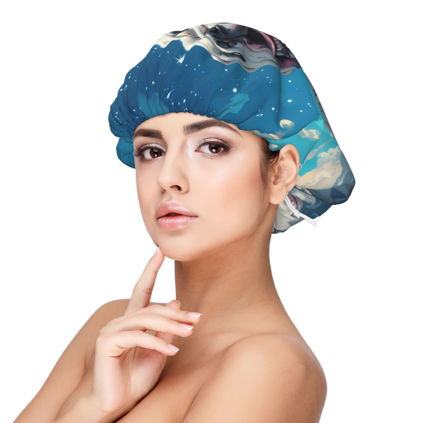 Sigee Starry Sky Cloud Bulldog for Hair Wrap Adjustable Sleep Cap for Hair Protection and ...