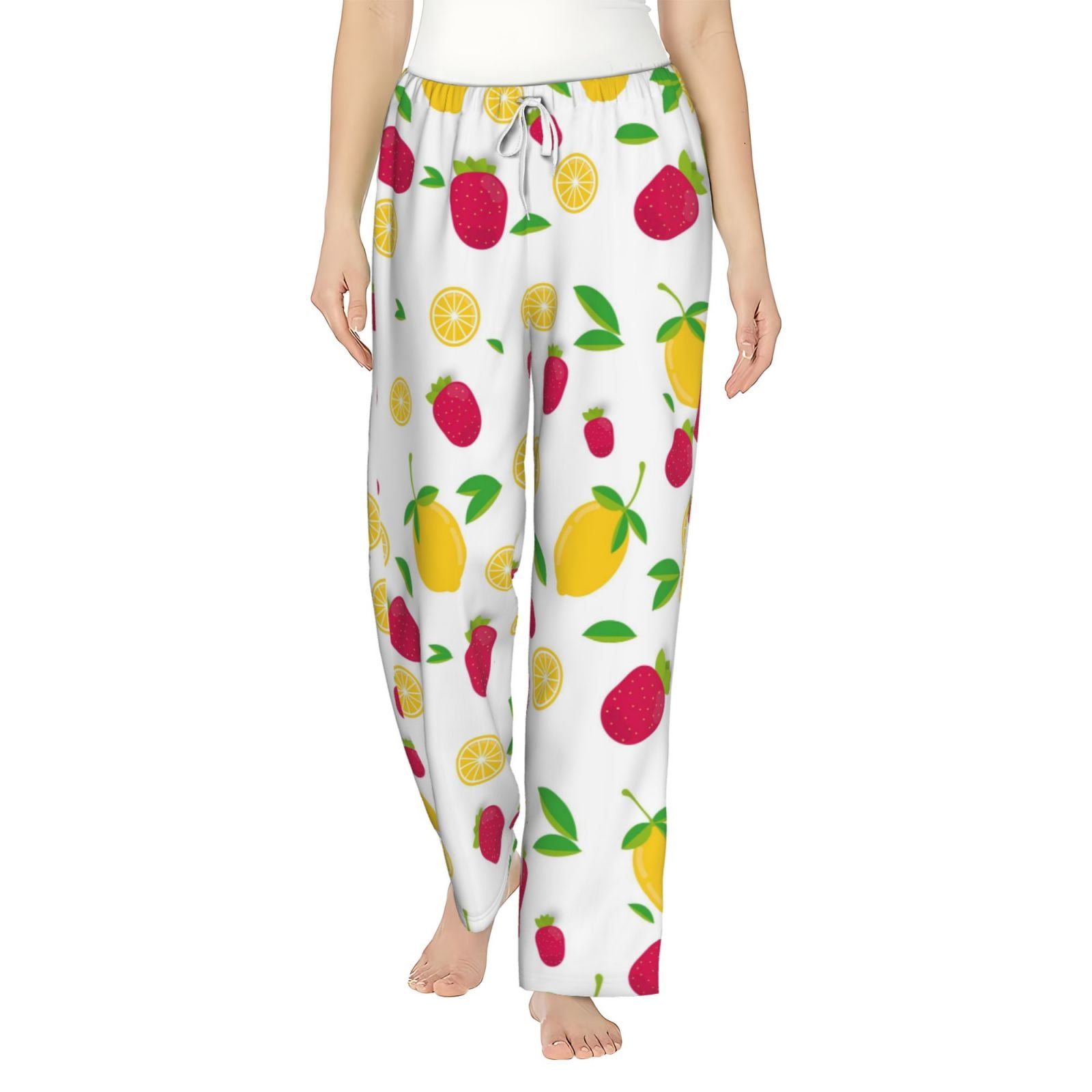 Sigee Strawberry and Lemon Print Women's Soft Pajama Pants - Breathable ...