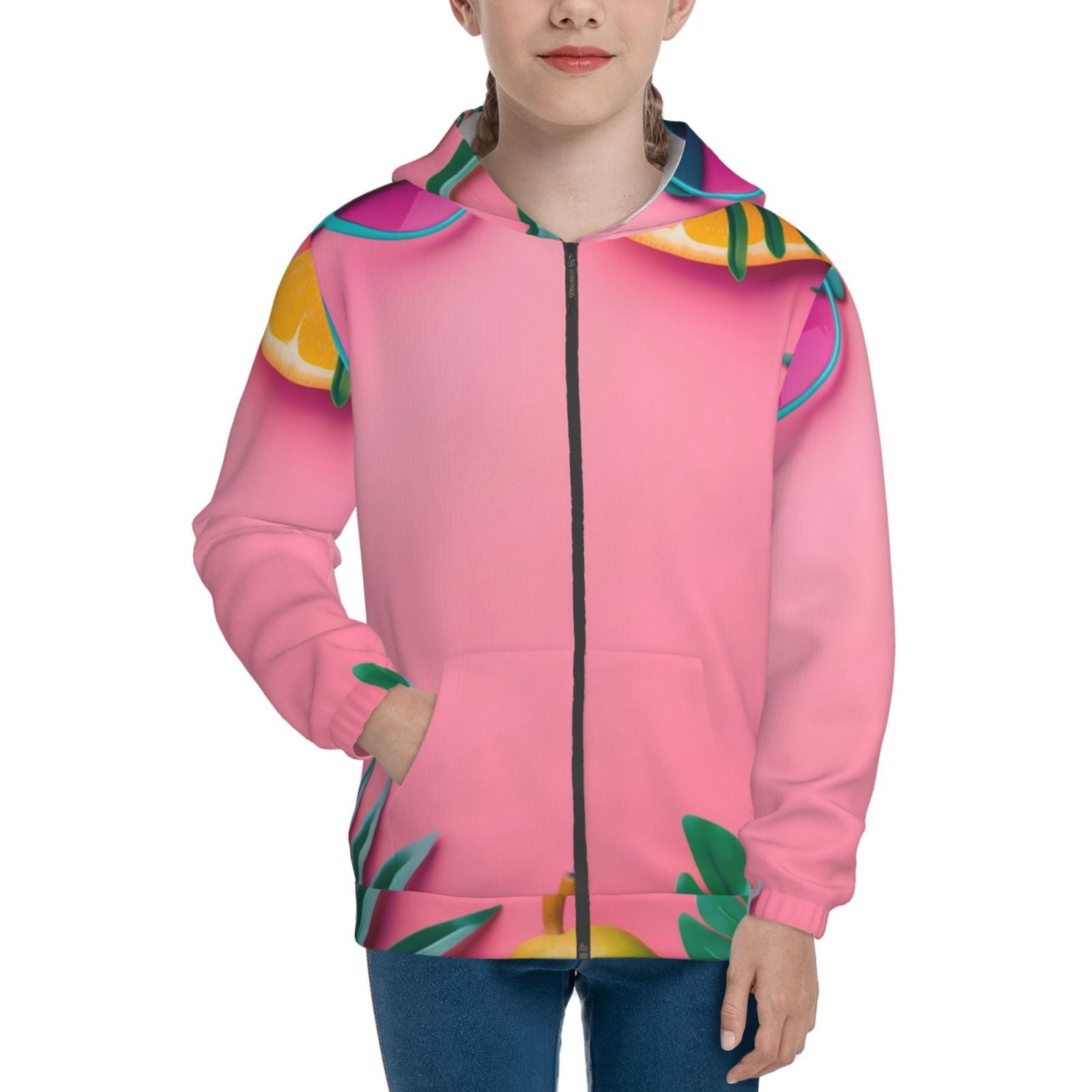Sigee Summer Fruits And Sunglasses for Teenage Zip Up Hoodies Long ...