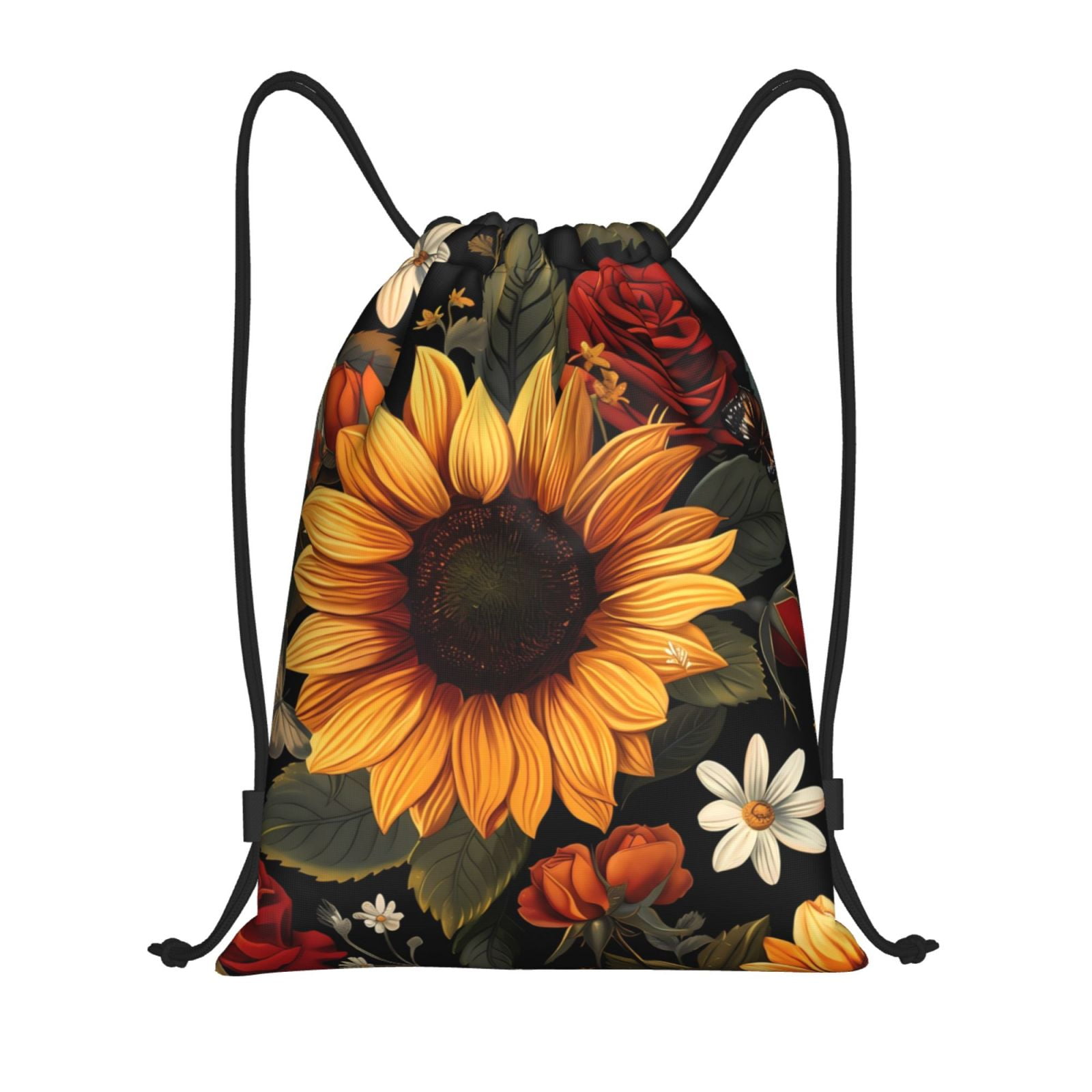 Sigee Sunflower Floral Butterfly for Drawstring Bag String Backpack for ...