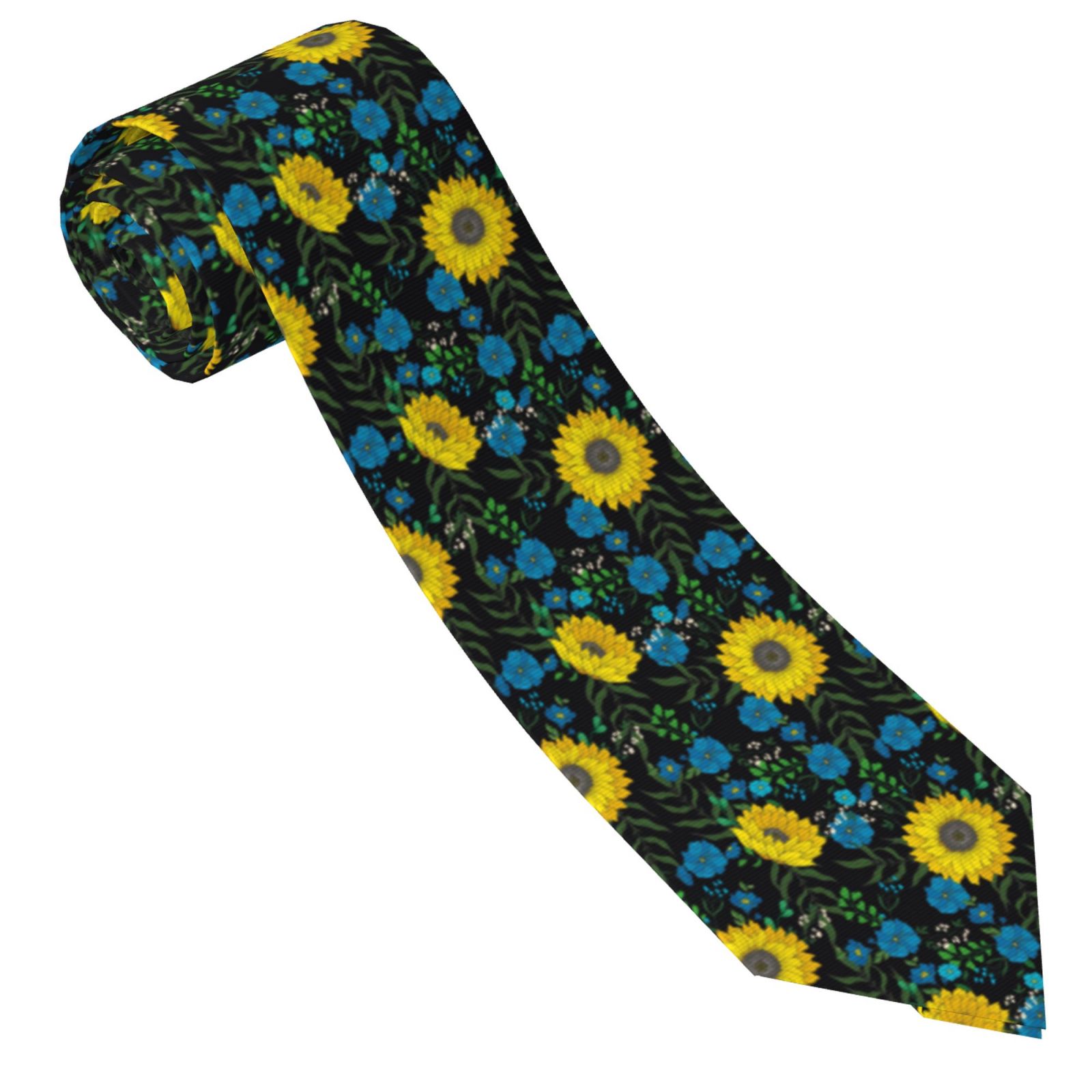 Sigee Sunflowers And Blue Flower for Elegant Men's Necktie,Classic Tie ...