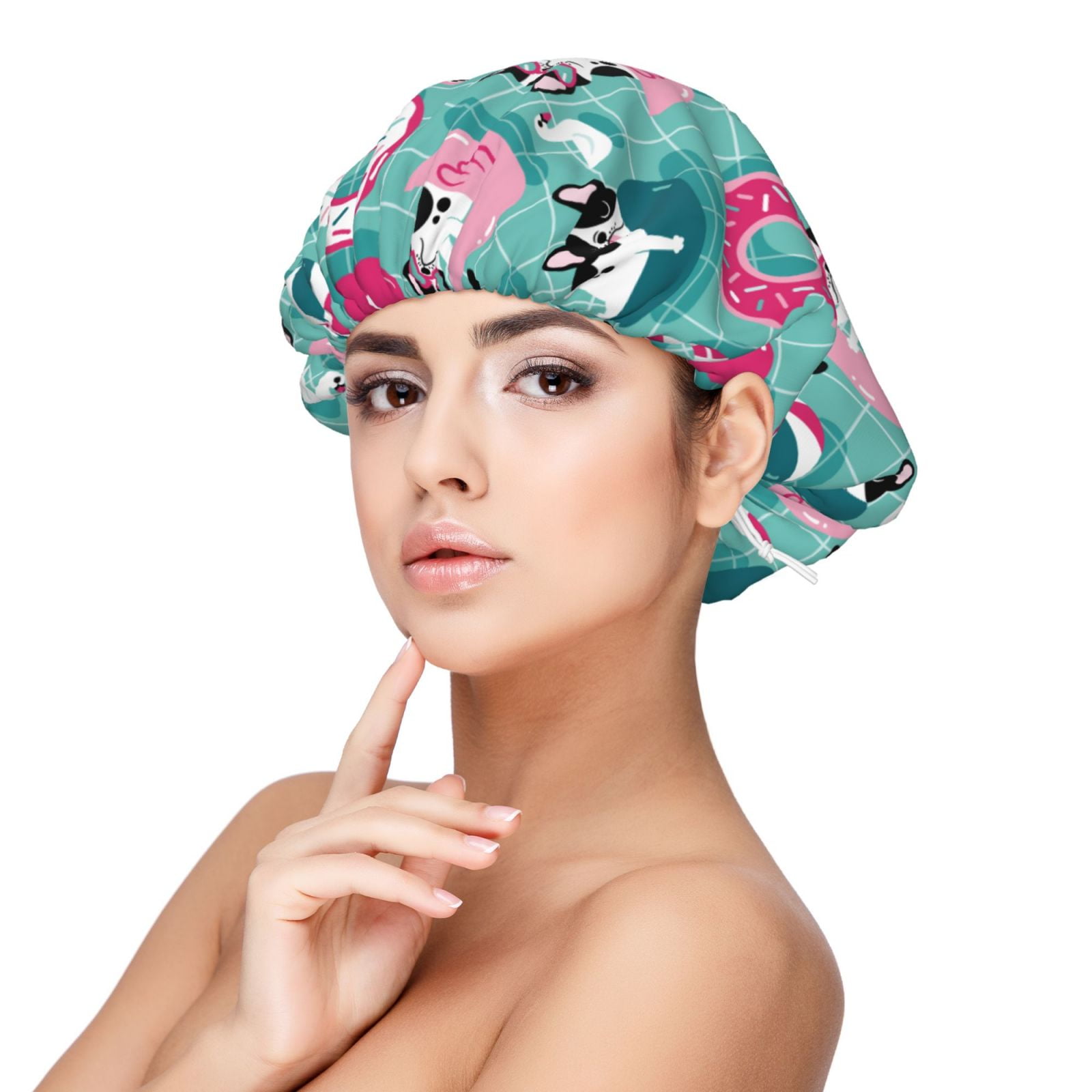 Sigee Swimming Bulldog for Hair Wrap Adjustable Sleep Cap for Hair ...