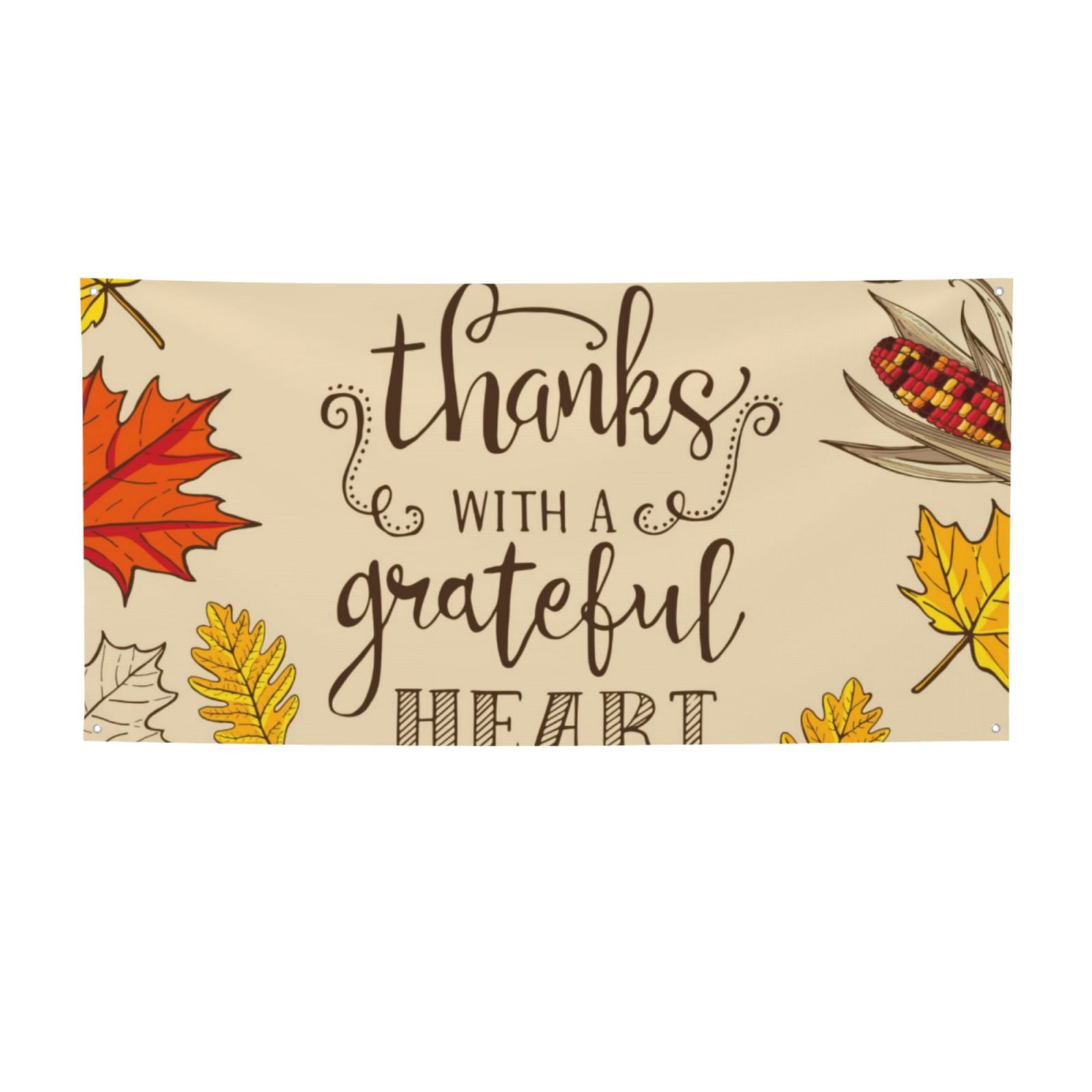 Sigee Thanksgiving With A Grateful Heart for Large Happy Holiday Banner ...