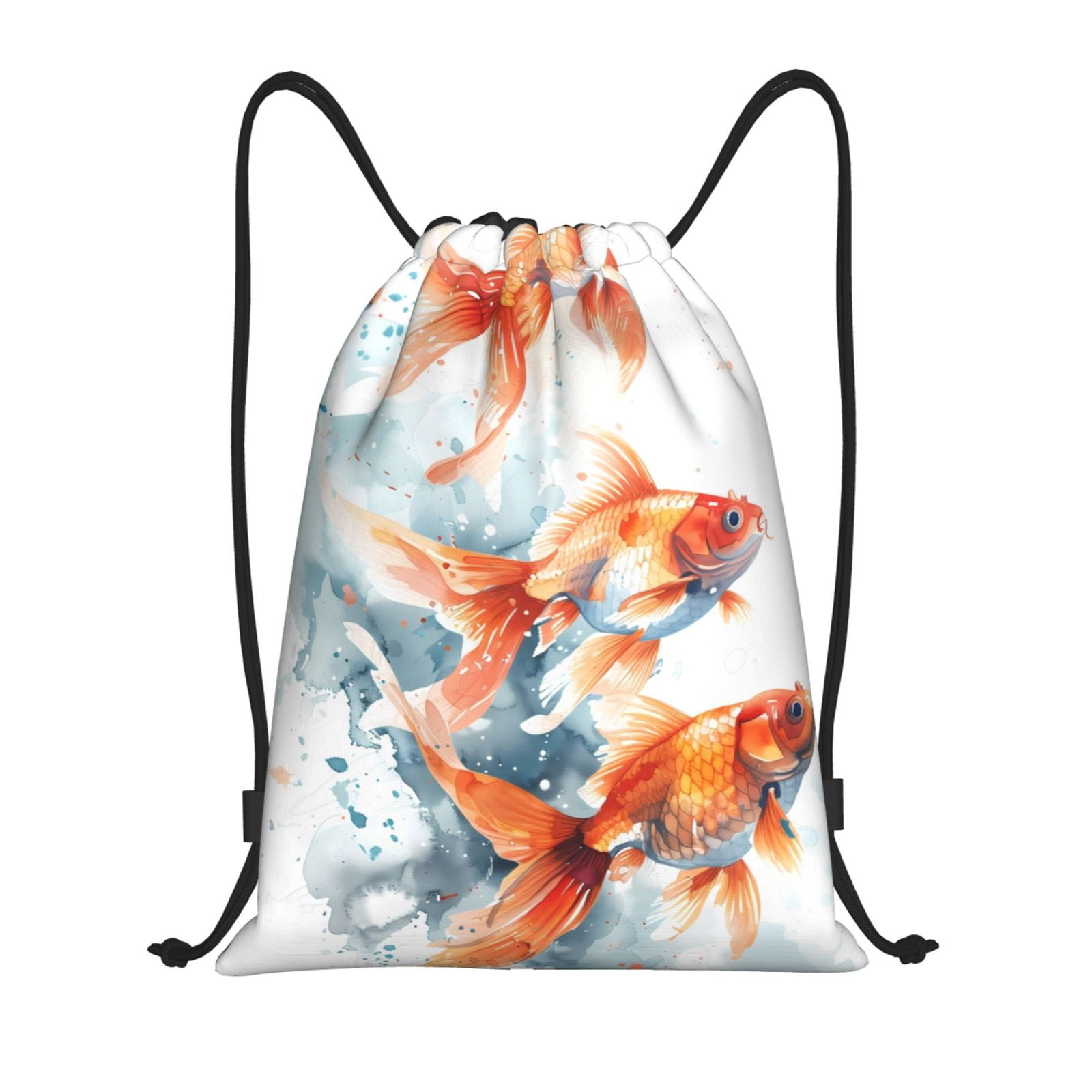 Sigee Three Goldfish Watercolor Splash for Drawstring Bag String ...