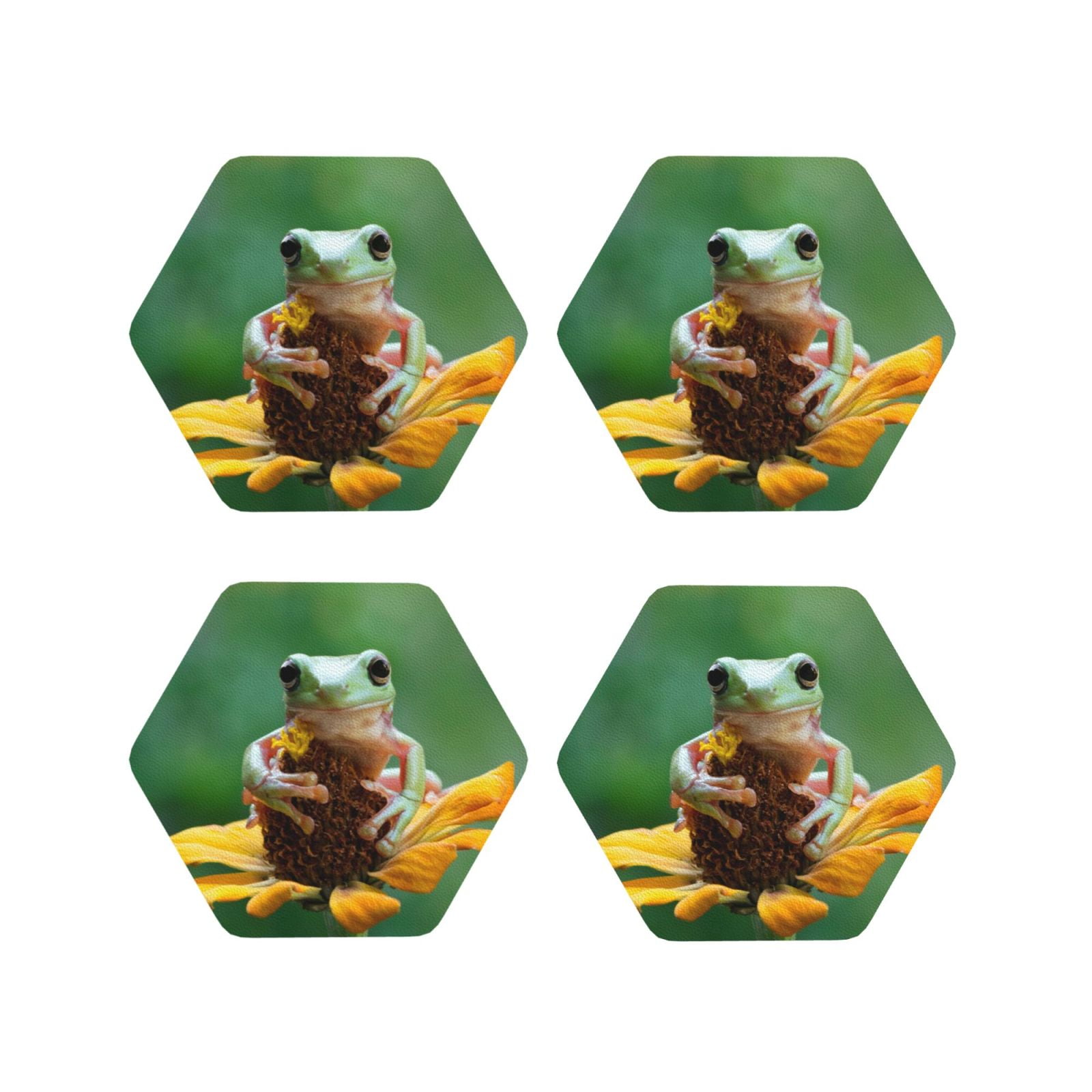 Sigee Tree Frog Sitting On Sunflowes for Water-Resistant, Heat-Resistant, Non-Slip Leather ...