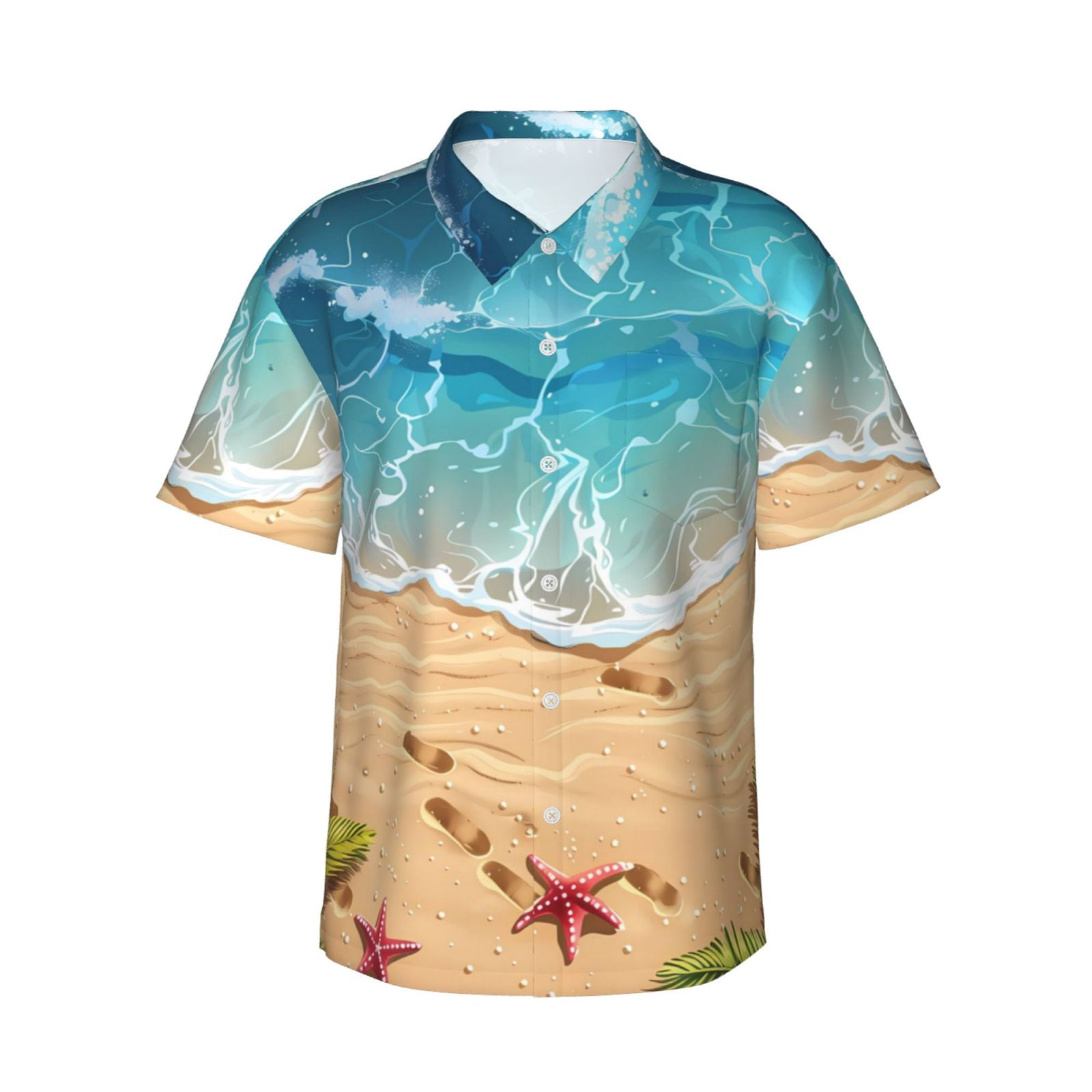 Sigee Tropical Beach With Starfish for Men’s Casual Beach Summer Shirts ...