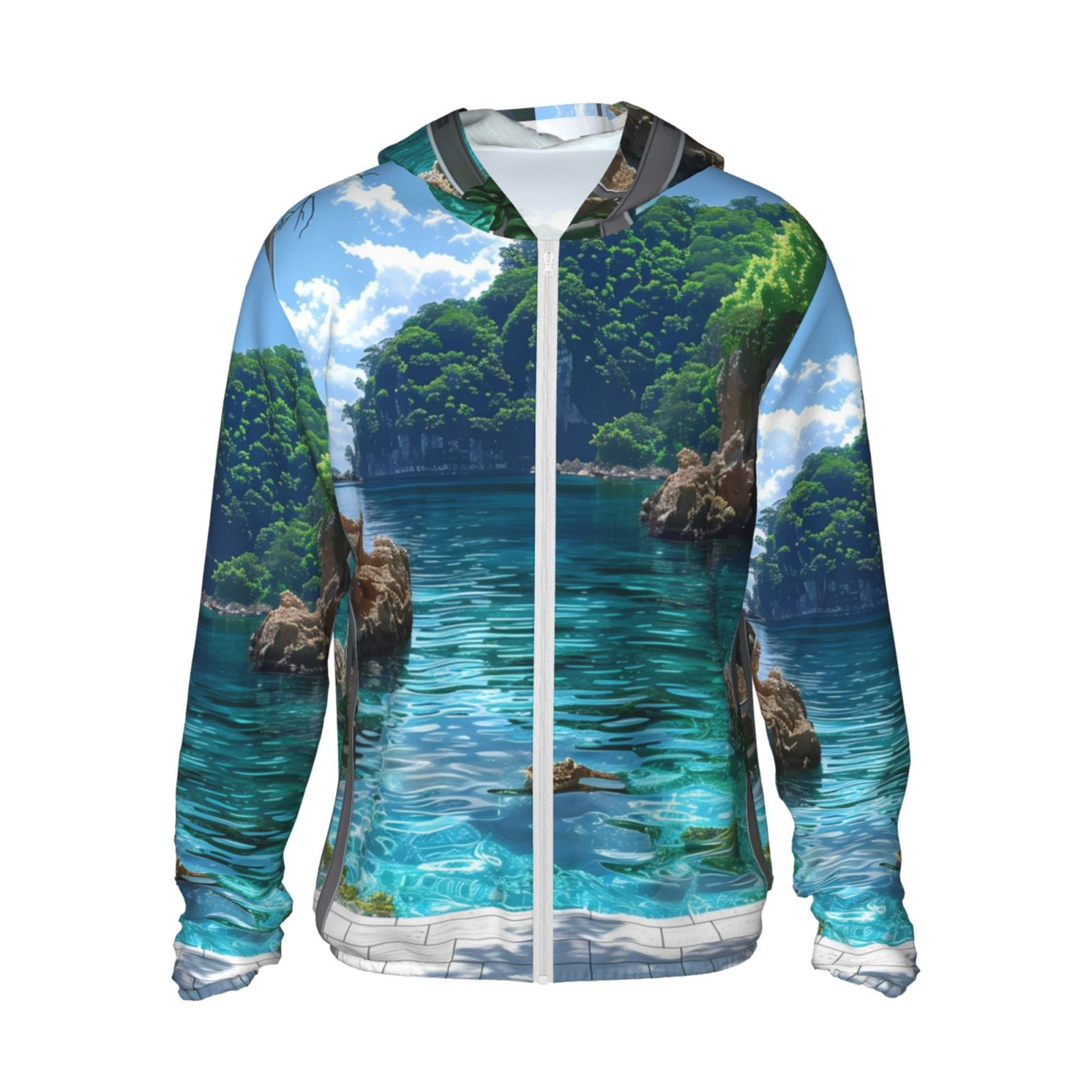 Sigee Tropical Paradise Window View Print UPF50+ Men's Sun Protection ...