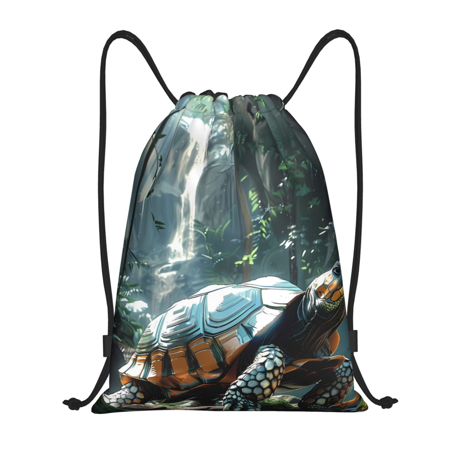 Sigee Turtle In Jungle Waterfall for Drawstring Bag String Backpack for ...