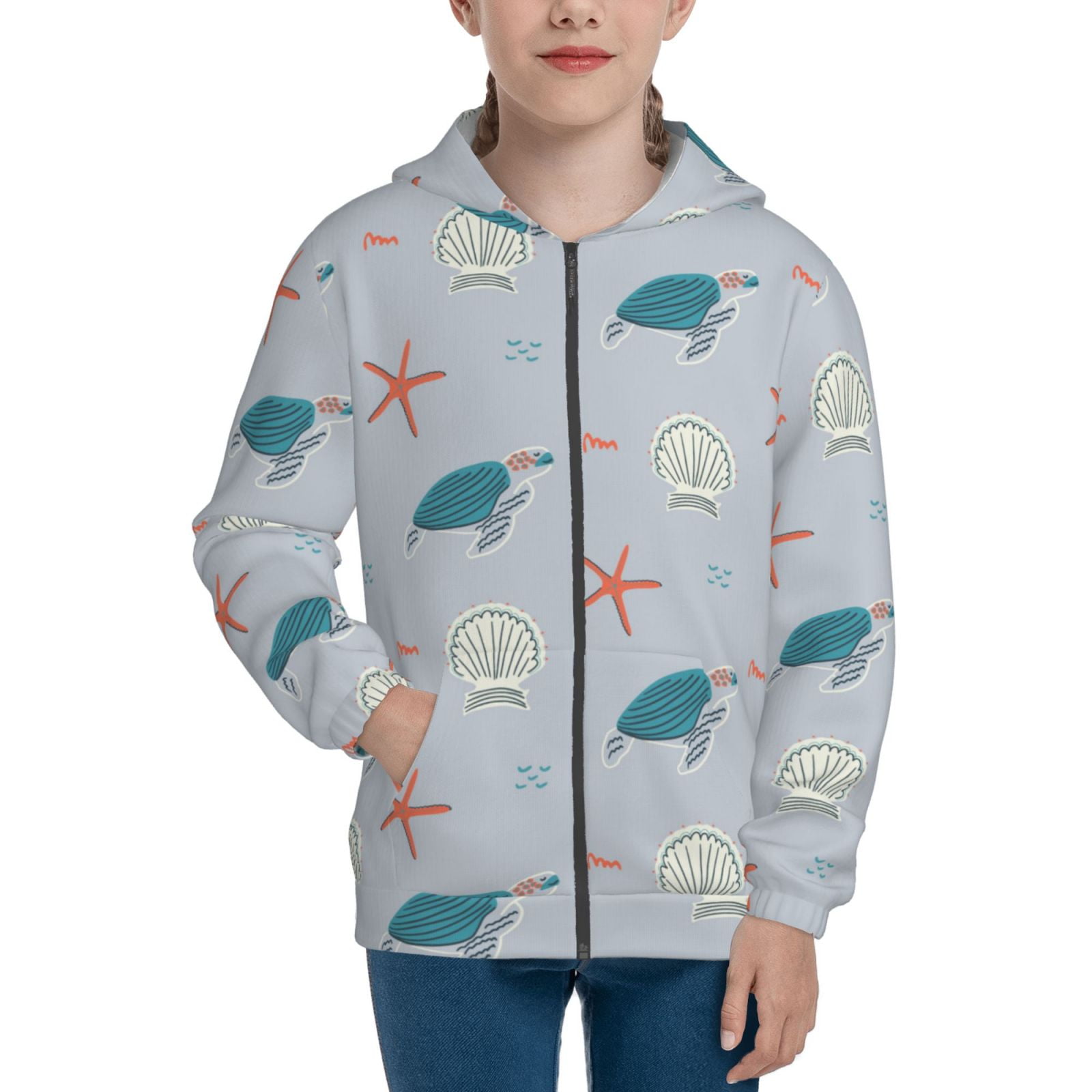 Sigee Turtles And Shells for Teenage Zip Up Hoodies Long Sleeve ...