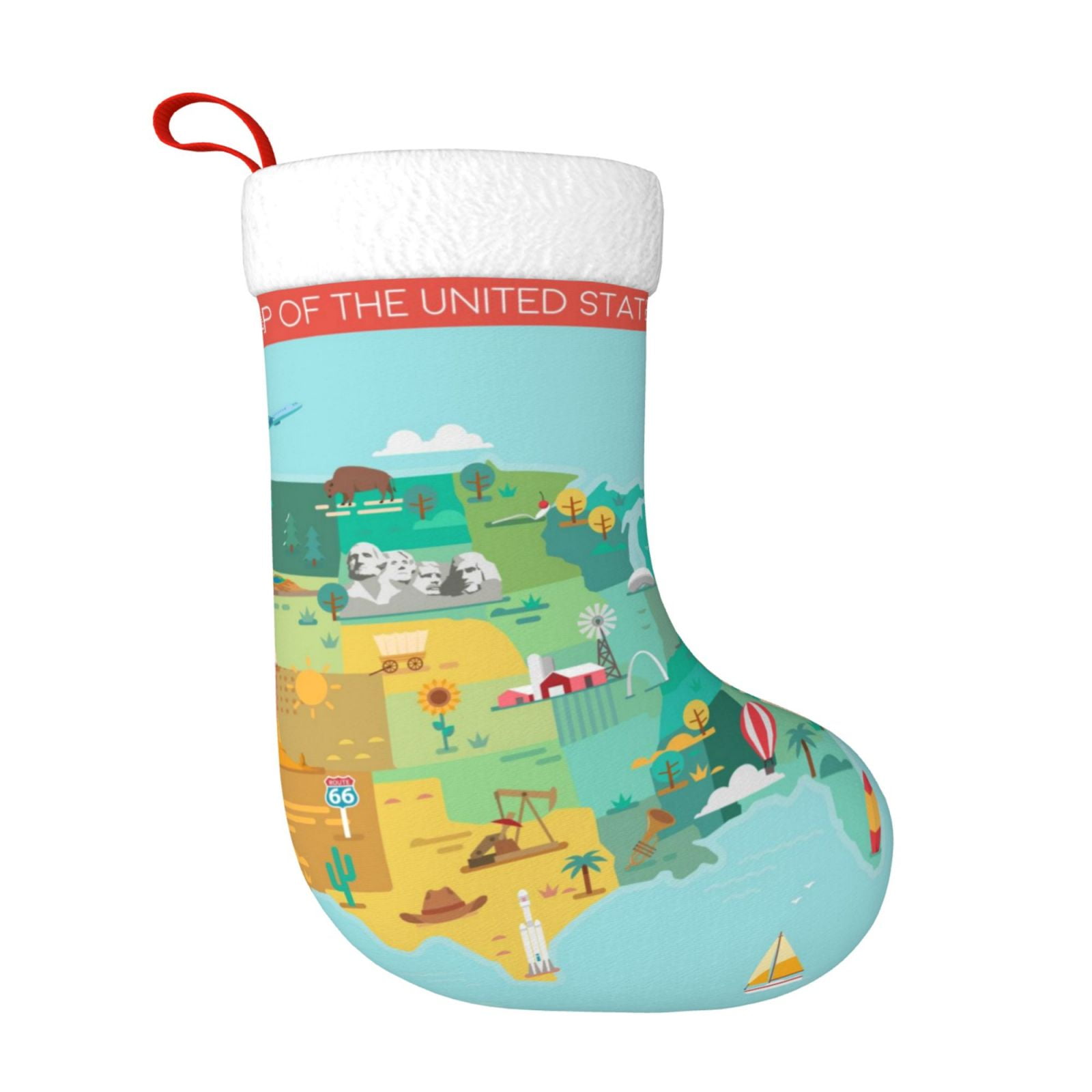 Sigee USA Tourist Map for Christmas Stocking Stocking for Kids, Holiday ...