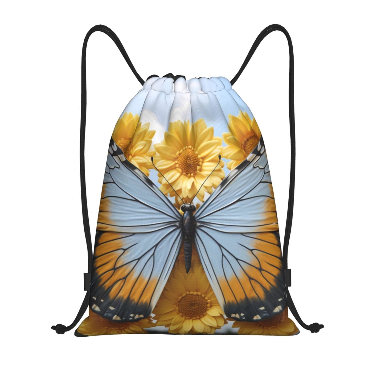 Sigee Vibrant Butterfly And Sunflowers for Drawstring Bag String ...