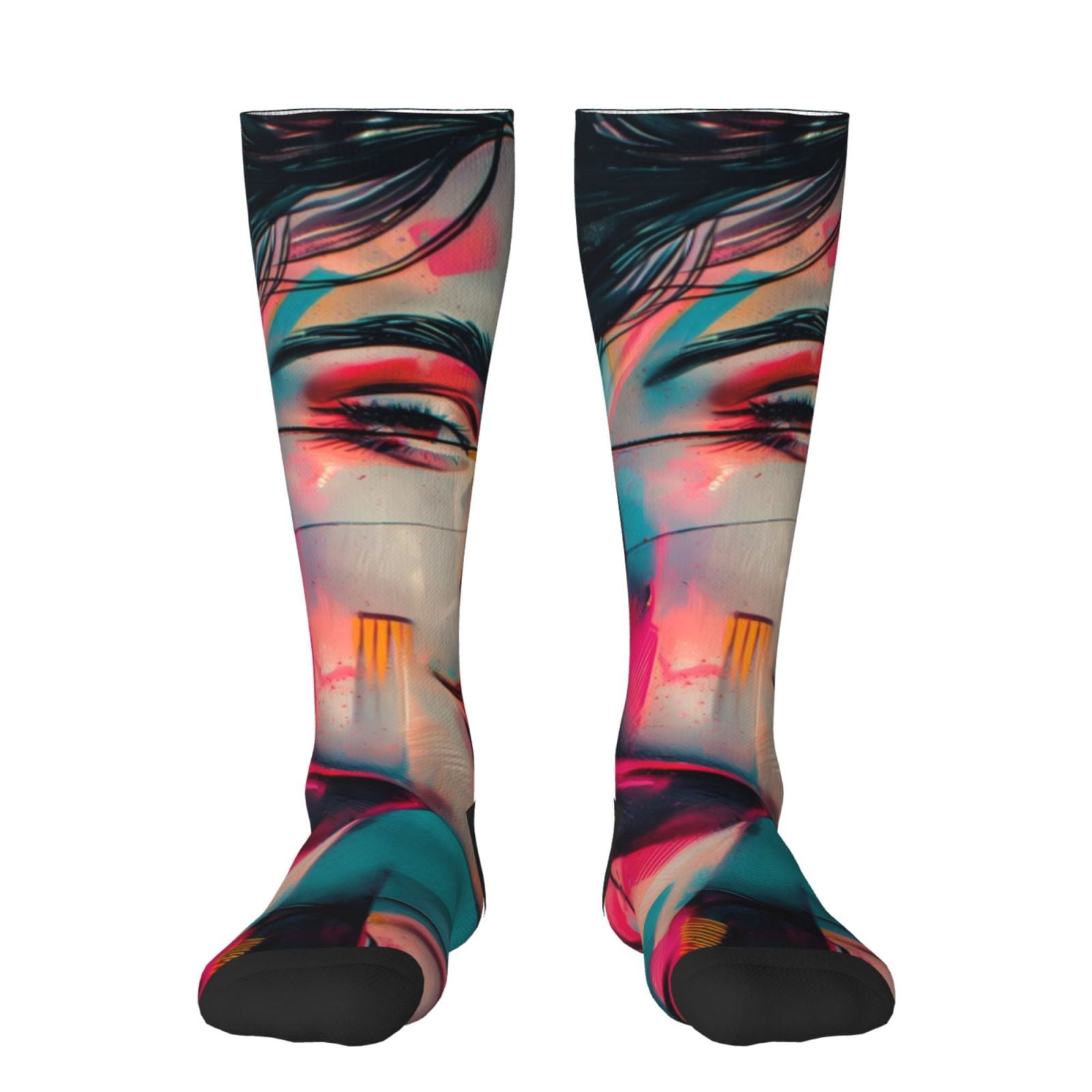 Sigee Vibrant Street Art Portrait for Socks for Men Women Socks ...