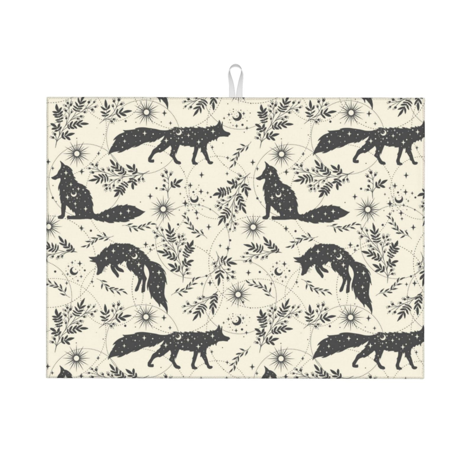 Sigee Vintage Moon Fox for Dish Drying Mat for Kitchen Counter,Premium ...